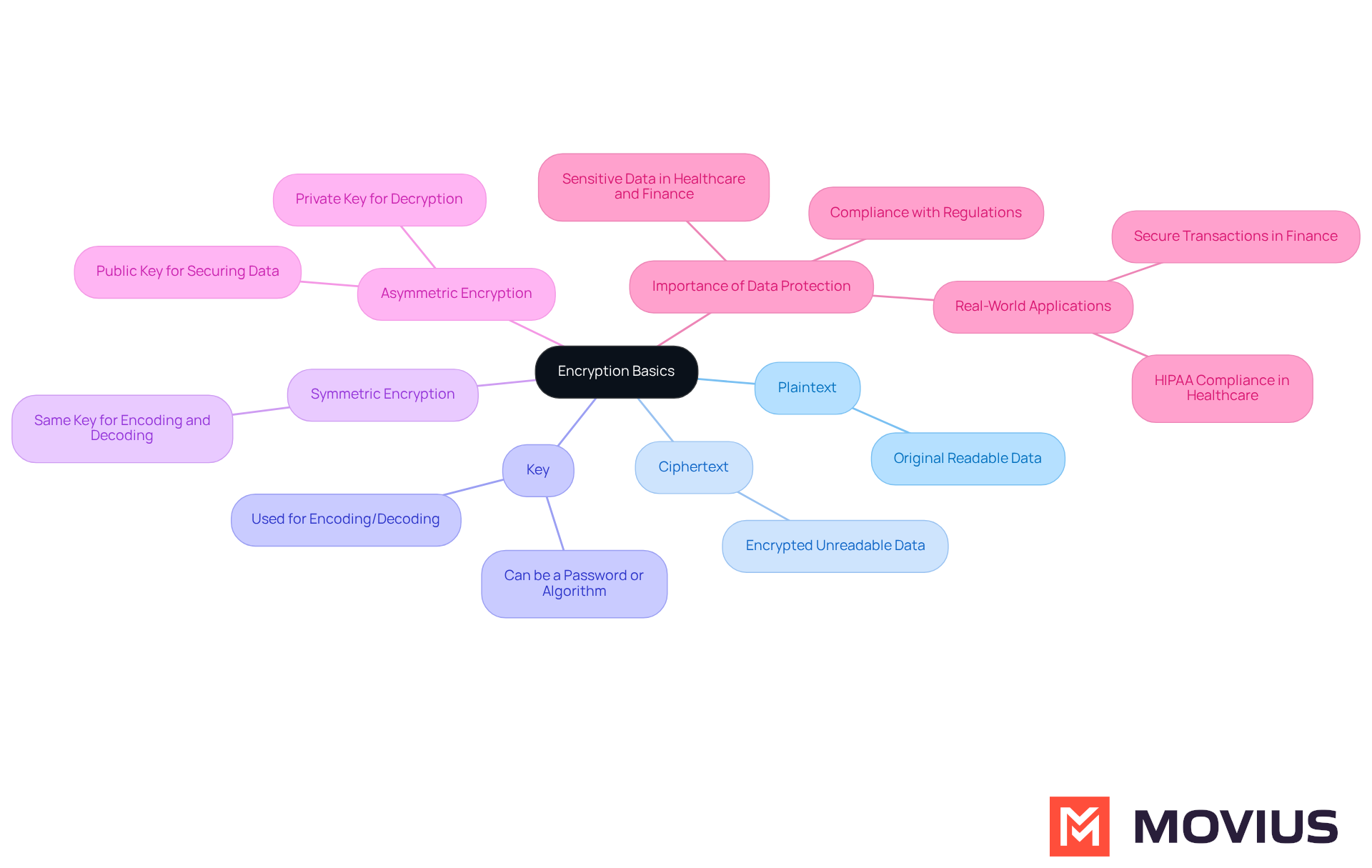 Start at the center with 'Encryption Basics', then explore each branch to learn about important terms and their meanings. Each color represents a different concept, helping you see how they all connect. Start at the center with 'Encryption Basics', then explore each branch to learn about important terms and their meanings. Each color represents a different concept, helping you see how they all connect.