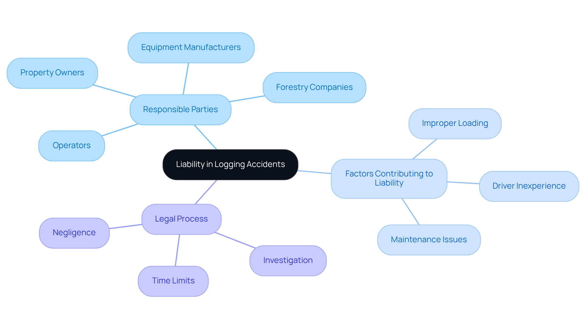 The central node represents the main topic of liability, while the branches show who can be responsible and what factors are considered. Each color-coded branch helps you see the connections and complexities involved. The central node represents the main topic of liability, while the branches show who can be responsible and what factors are considered. Each color-coded branch helps you see the connections and complexities involved.