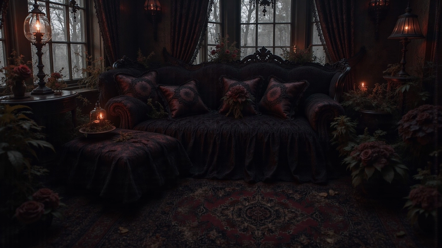 Goth Sanctuary with Layered Textiles