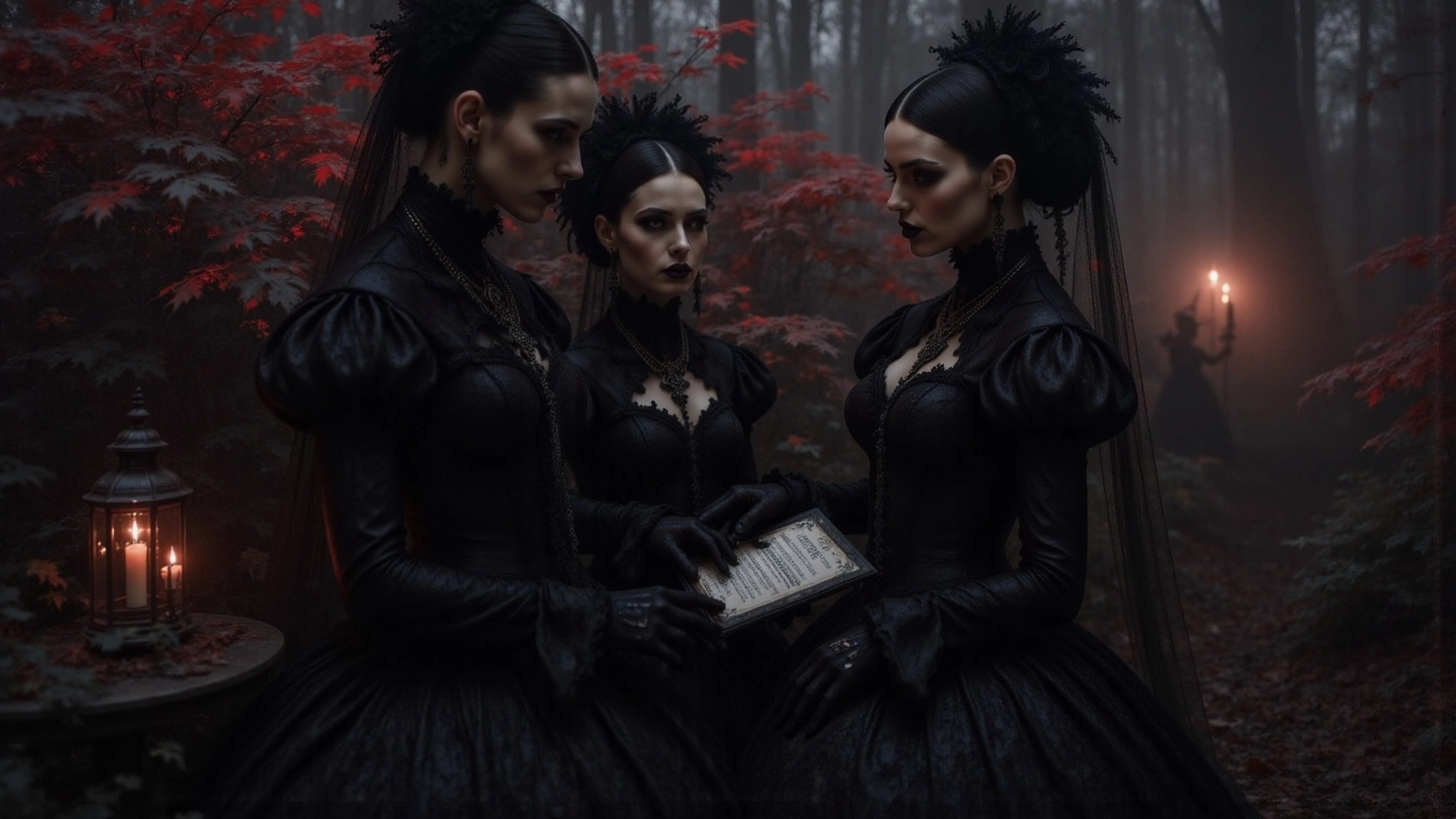Gothic Wedding Ceremony with Dark-Themed Officiant