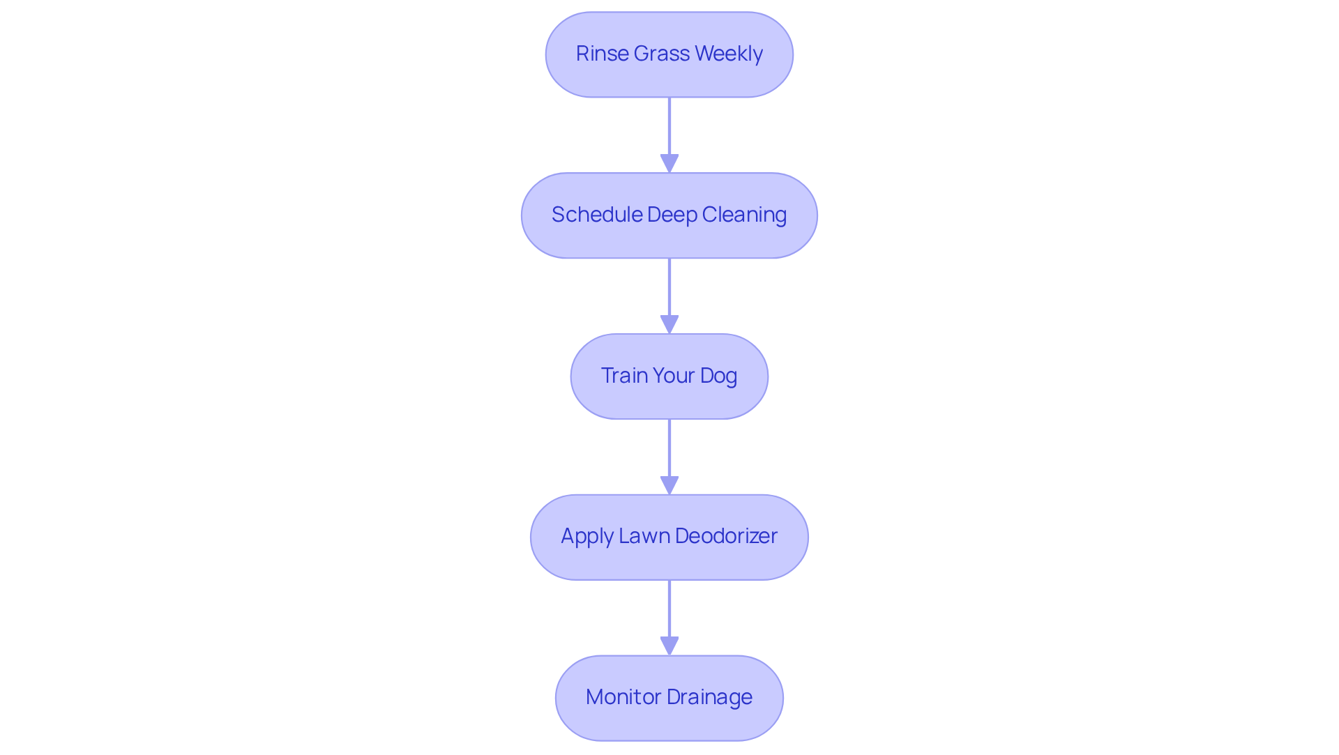 Each box represents a step you can take to keep your artificial grass smelling fresh. Follow the arrows to see the order of actions you can implement for the best results. Each box represents a step you can take to keep your artificial grass smelling fresh. Follow the arrows to see the order of actions you can implement for the best results.