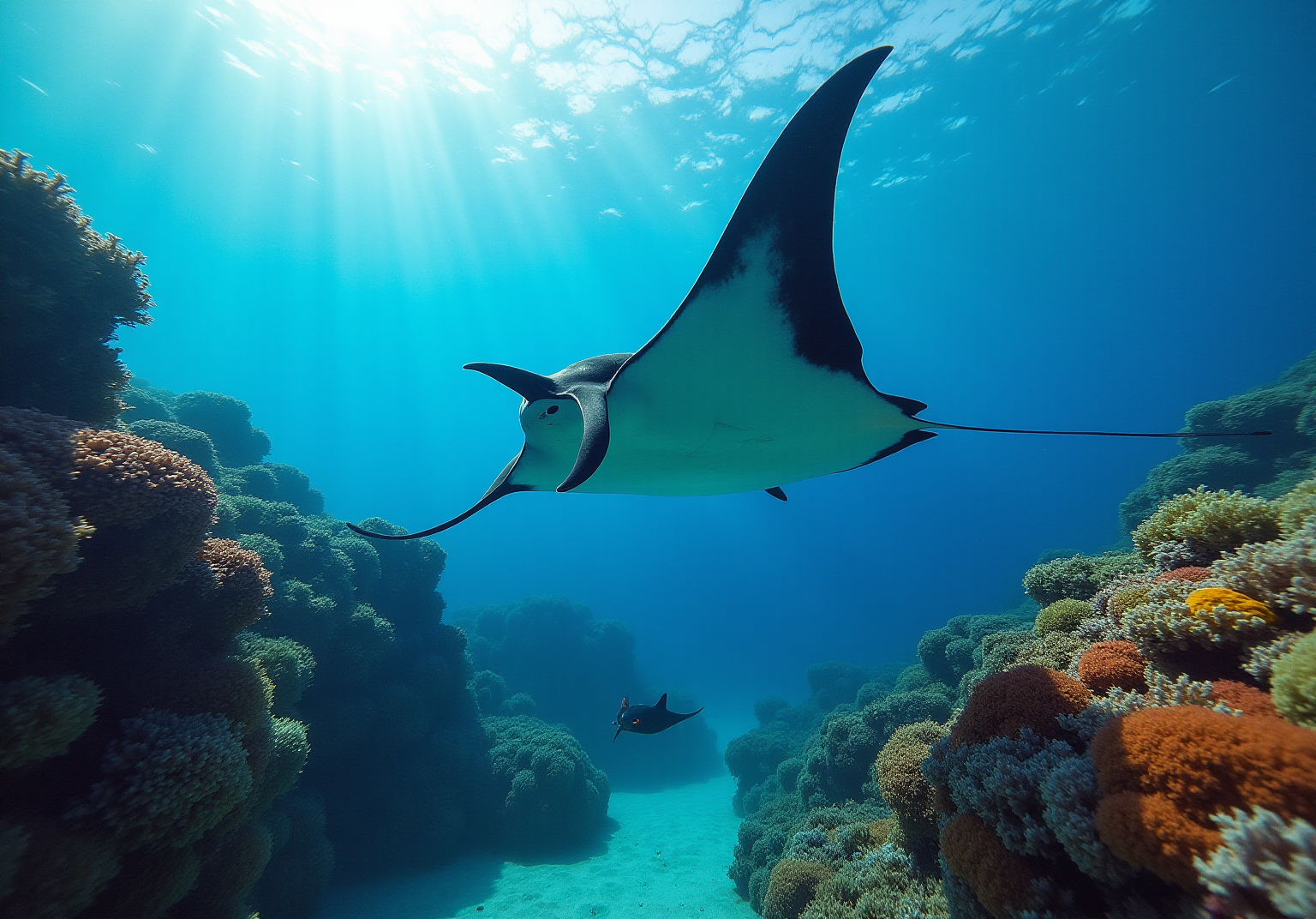Majestic Manta Rays in Azure Waters