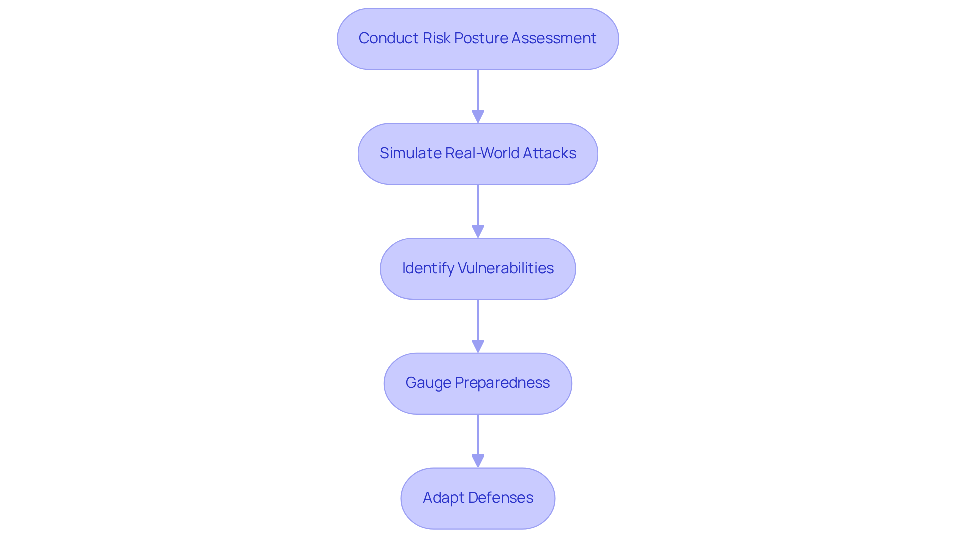 Follow the arrows through each step of the process — each box represents an action organizations should take to enhance their security and adapt to new threats.