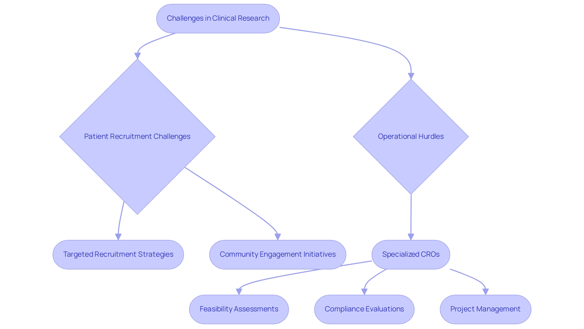 Each branch represents a challenge or strategy, with arrows indicating the flow of solutions addressing the challenges.