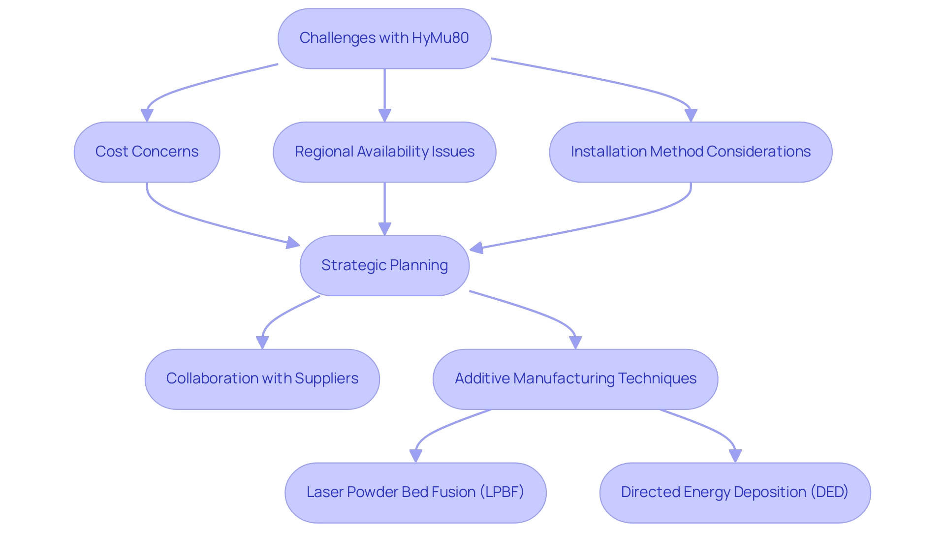 Each box represents a challenge or consideration, with arrows indicating the flow from challenges to strategic solutions.