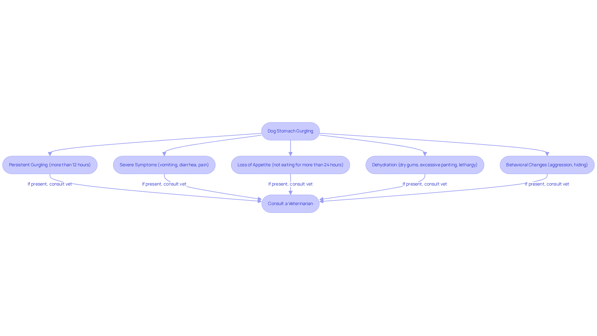 Each branch shows a symptom that could indicate a need for veterinary attention. If you see any of these signs, it's time to reach out to your vet for help. Each branch shows a symptom that could indicate a need for veterinary attention. If you see any of these signs, it's time to reach out to your vet for help.