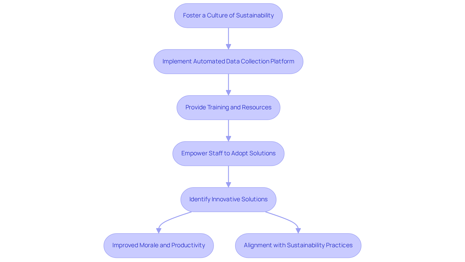 Follow the arrows to see how each step contributes to fostering a culture of sustainability and the positive outcomes for the organization.