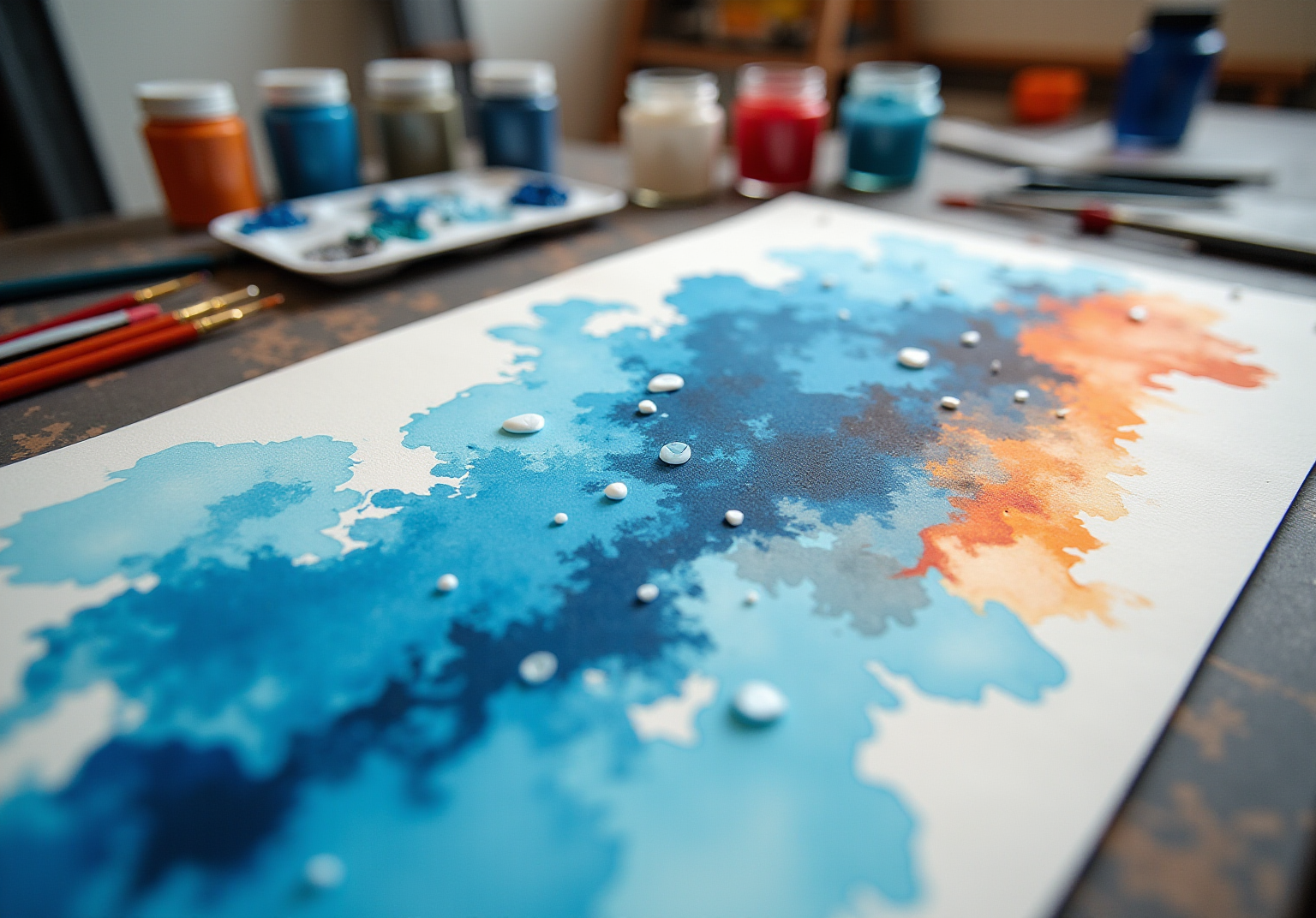 Abstract Winter Watercolor Art Abstract Winter Watercolor Art