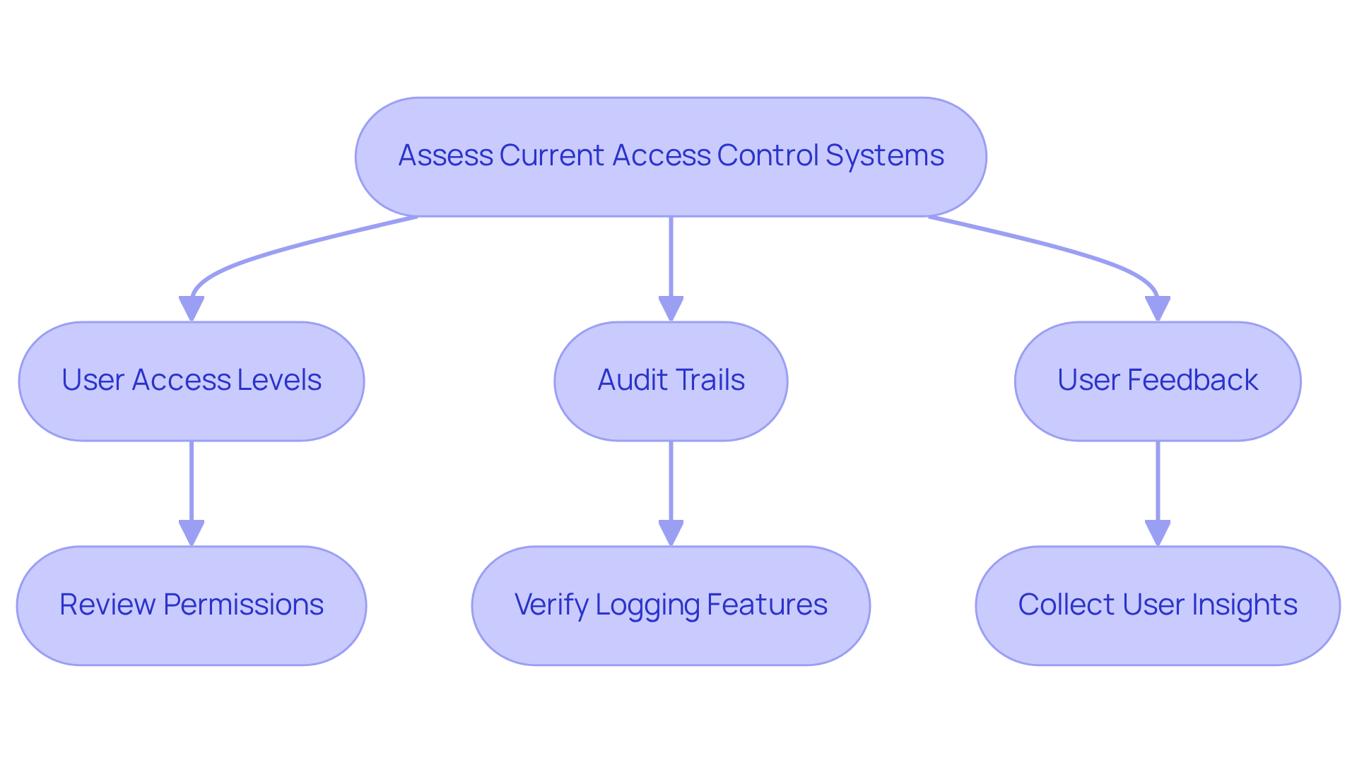 Follow the arrows to see how each component contributes to the overall assessment of access control systems. Each step represents a critical area to evaluate, ensuring that your systems are effective and compliant.