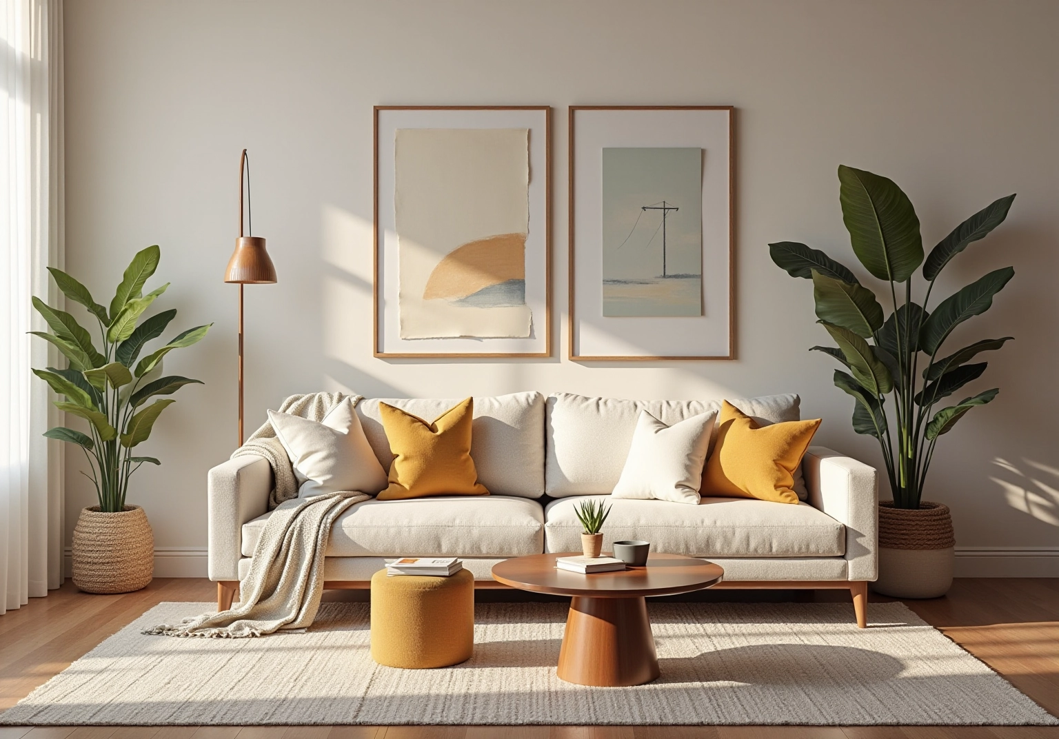 Harmonious Living Room with Repeating Designs