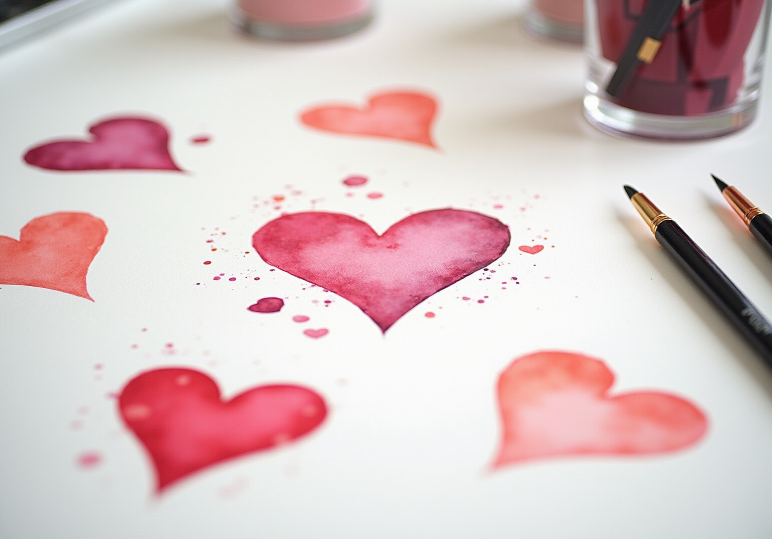 Geometric Watercolor Valentines