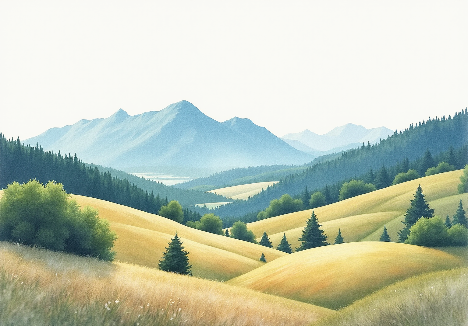 Enchanting Watercolor Mountain Landscapes