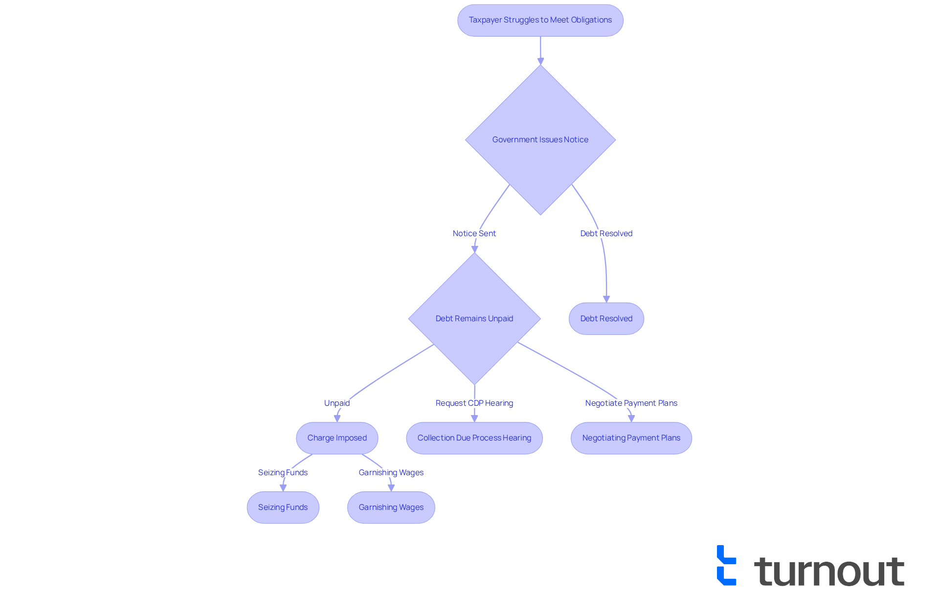 Follow the arrows to see the process of how a levy is initiated and the options available to taxpayers at each step. Each box represents an important stage in the process, providing clarity on what actions can be taken. Follow the arrows to see the process of how a levy is initiated and the options available to taxpayers at each step. Each box represents an important stage in the process, providing clarity on what actions can be taken.