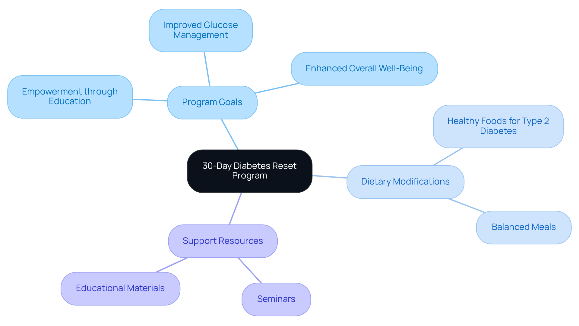 The center represents the main program, with branches showing the goals and resources available. Each branch leads to more specific details to help you understand the comprehensive support provided. The center represents the main program, with branches showing the goals and resources available. Each branch leads to more specific details to help you understand the comprehensive support provided.