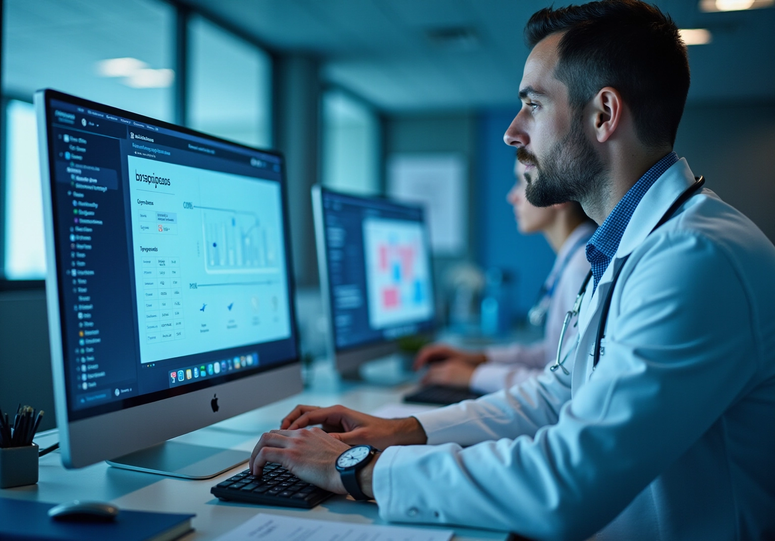 Healthcare Provider Engaging with Health Information Systems