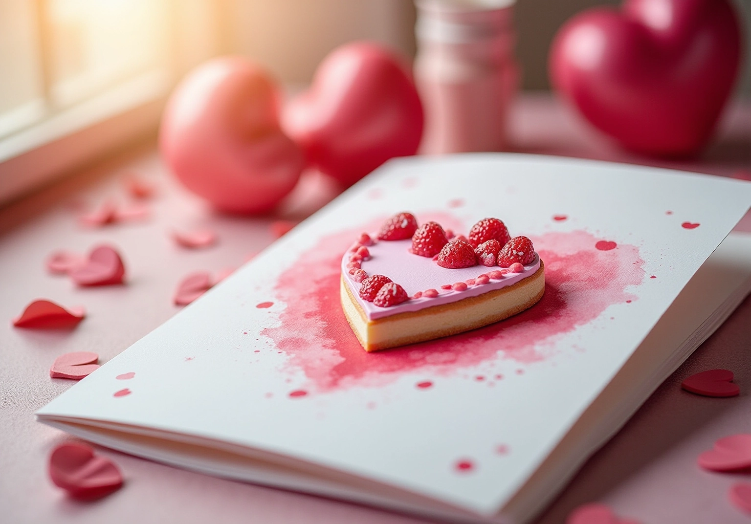 Heart-Shaped Cake Watercolor Card Heart-Shaped Cake Watercolor Card
