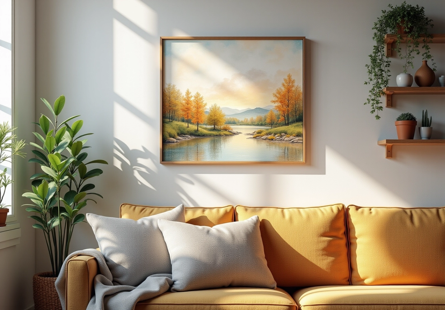 Heartfelt Landscape Watercolor in a Cozy Home