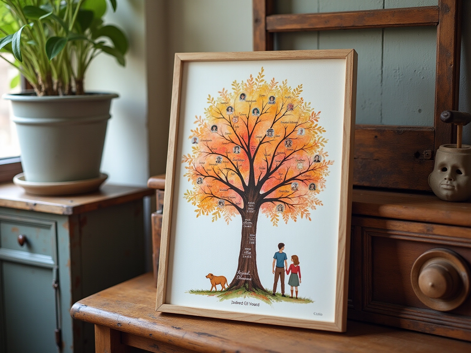 Heartfelt Watercolor Ancestry Tree