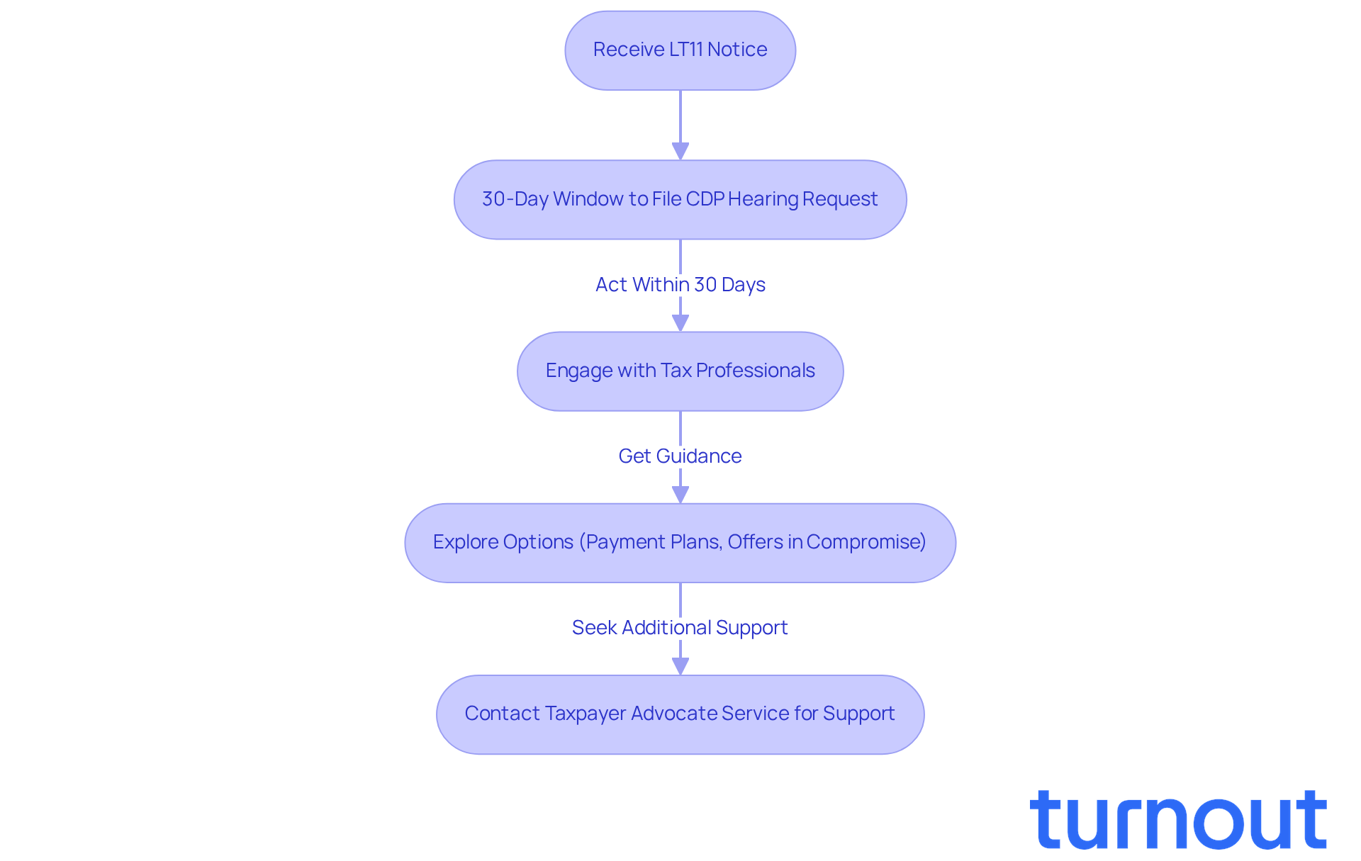 Follow the arrows to see what to do after receiving a tax notice. Each box represents a step in the process, guiding you through your options and resources available to help.