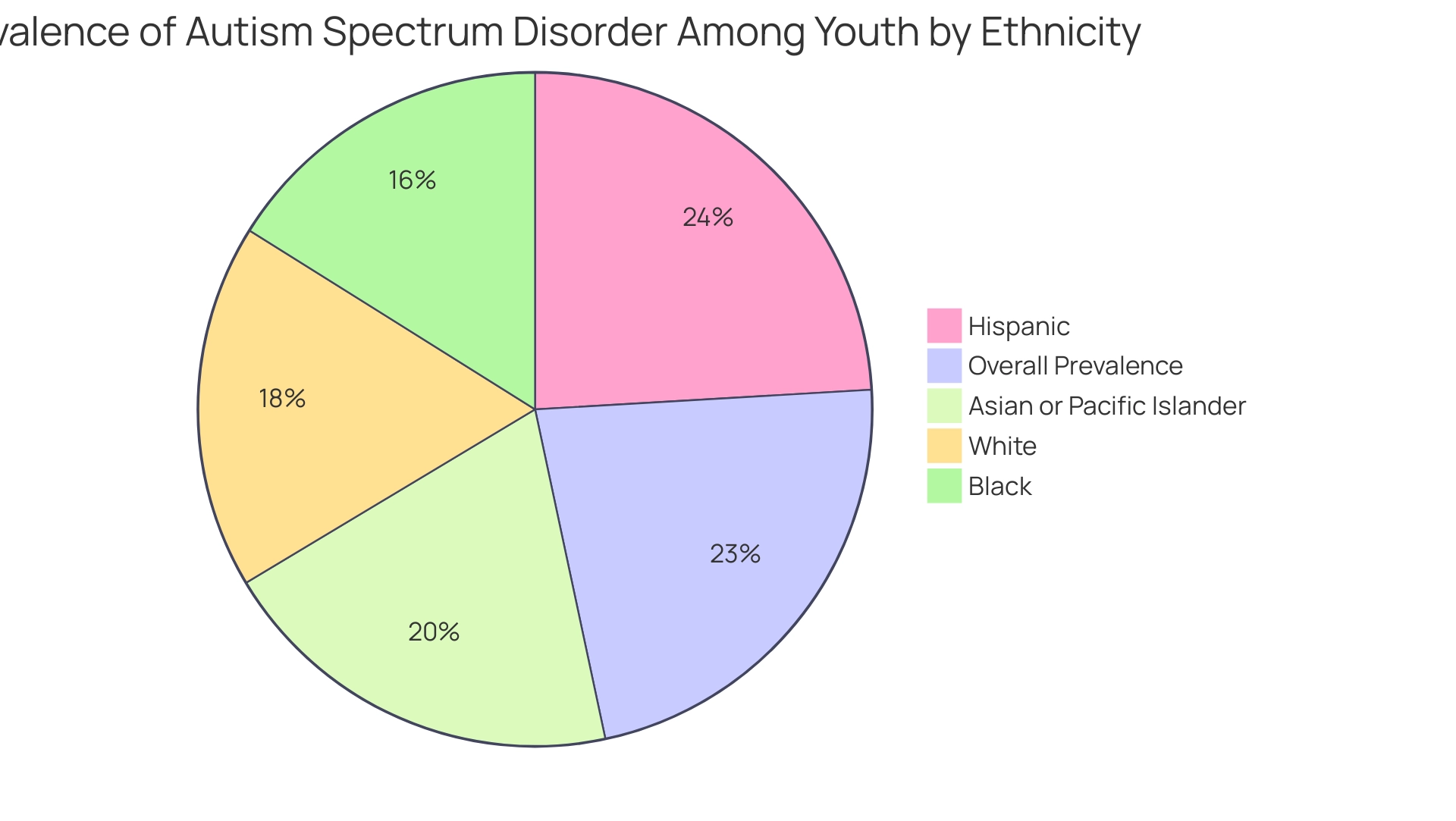 Each segment represents a racial or ethnic group, with sizes corresponding to the prevalence rates per 1,000 youth.