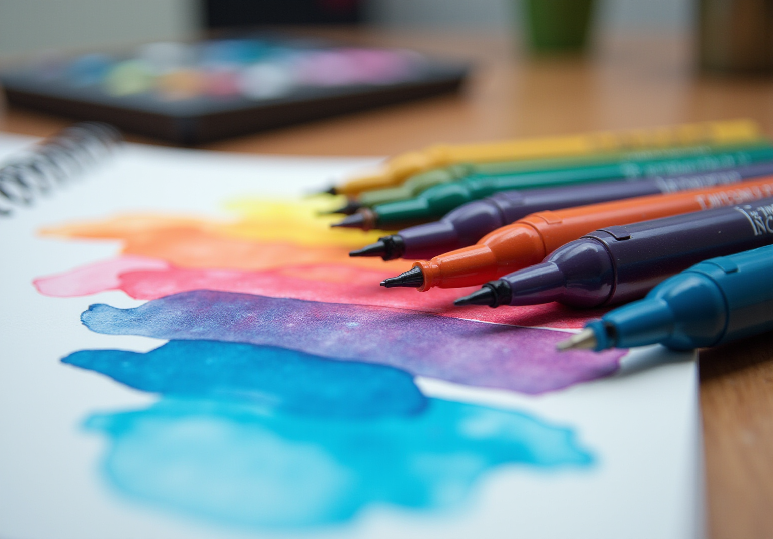 Vibrant Watercolor Brush Pens in Action