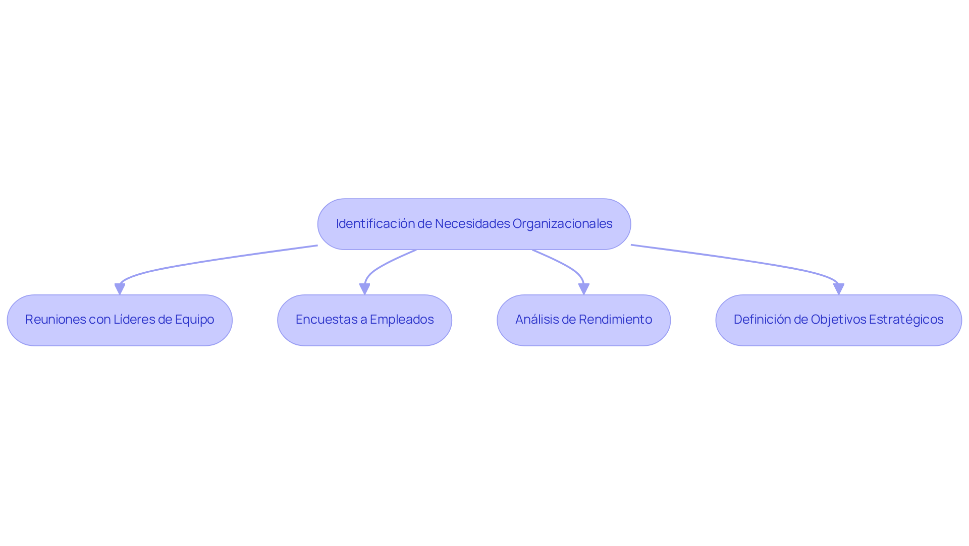 Cada cuadro representa una estrategia para identificar las competencias necesarias en la organización. Sigue las flechas para ver cómo cada paso contribuye al diagnóstico final.