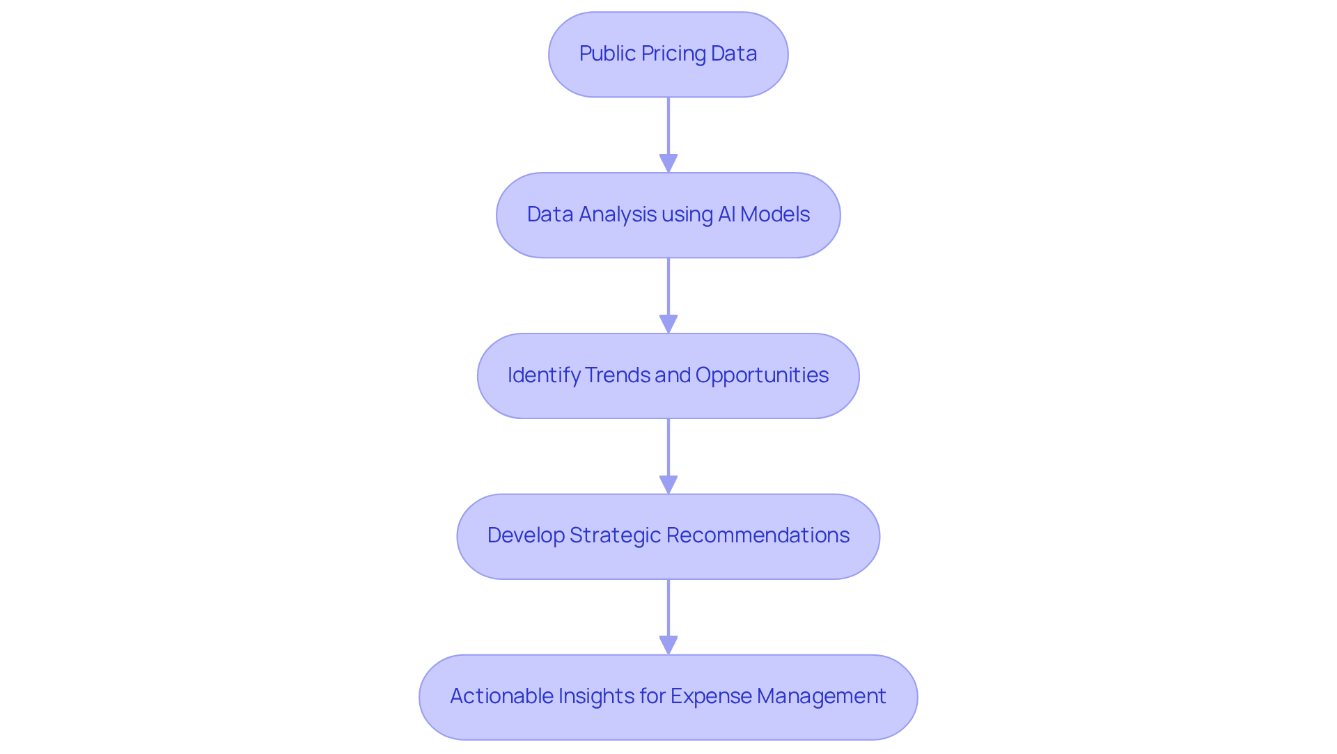 This flowchart shows how public pricing data is transformed into actionable insights. Each step represents a part of the process, from data collection to analysis and finally to strategic recommendations.