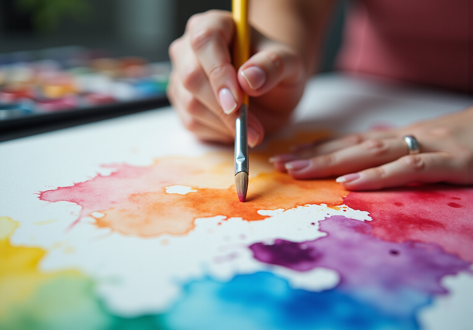 Efficient Painting with Flat Watercolor Brushes