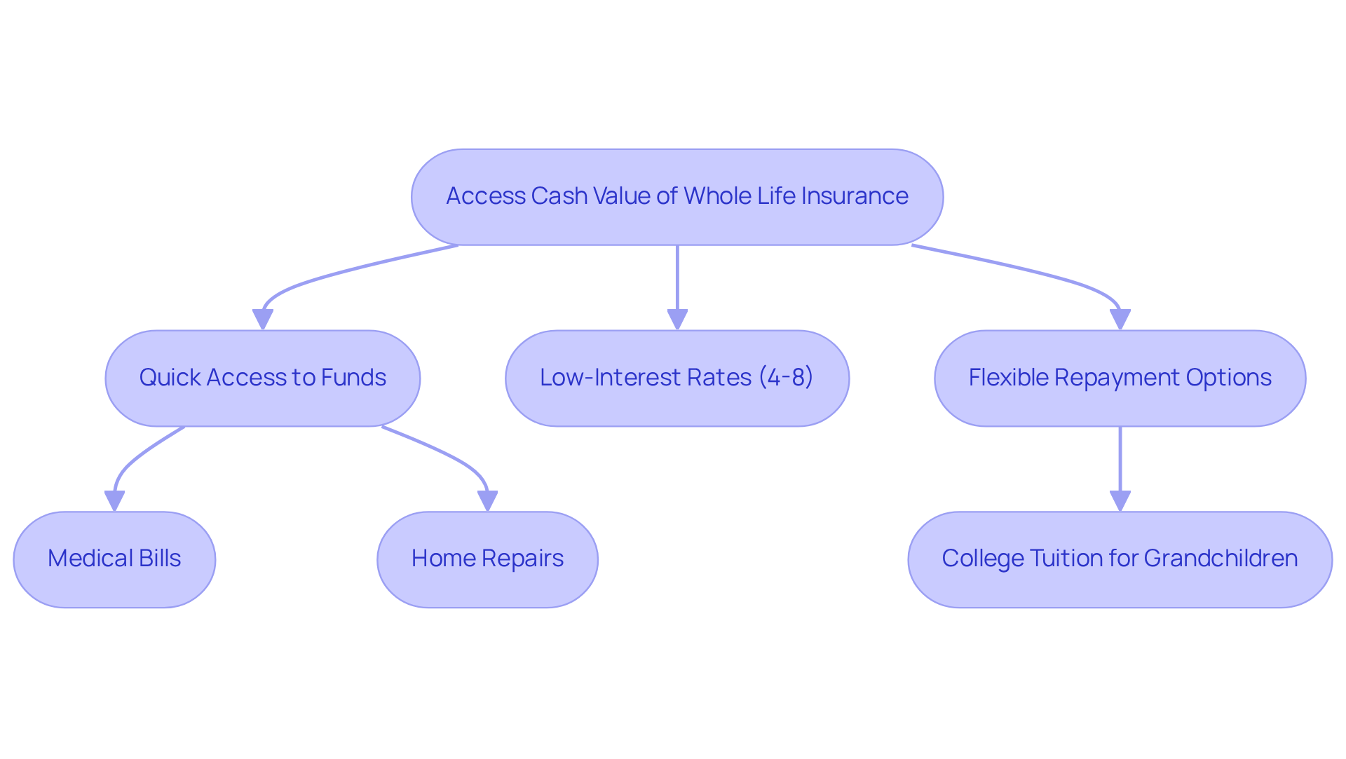 This flowchart shows how seniors can access loans against their life insurance cash value. Each step highlights the benefits and potential uses of the funds, helping you understand how this option can ease financial stress.