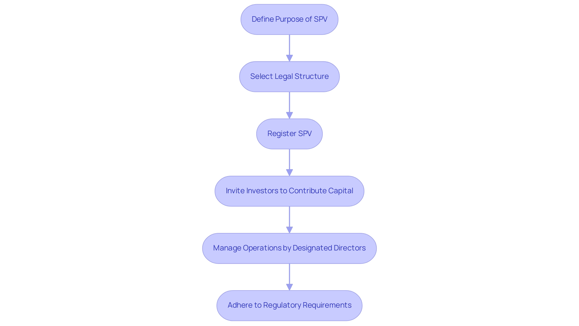 Each box represents a step in operating an SPV, with arrows indicating the progression through the setup and management process.