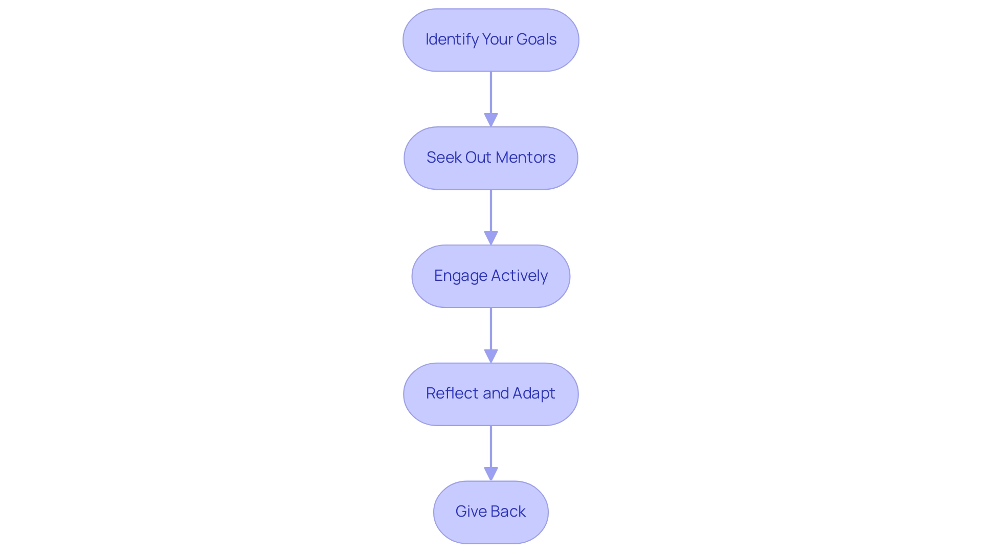 Each box represents a step in the mentorship process, with arrows indicating the sequential flow from one step to the next.