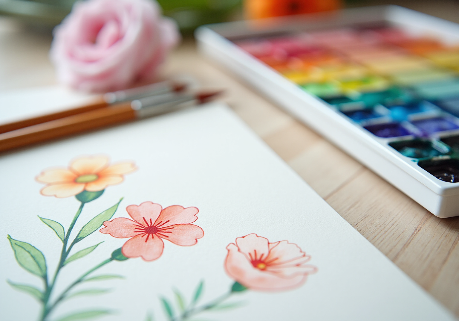 Watercolor Flower Painting Process Watercolor Flower Painting Process
