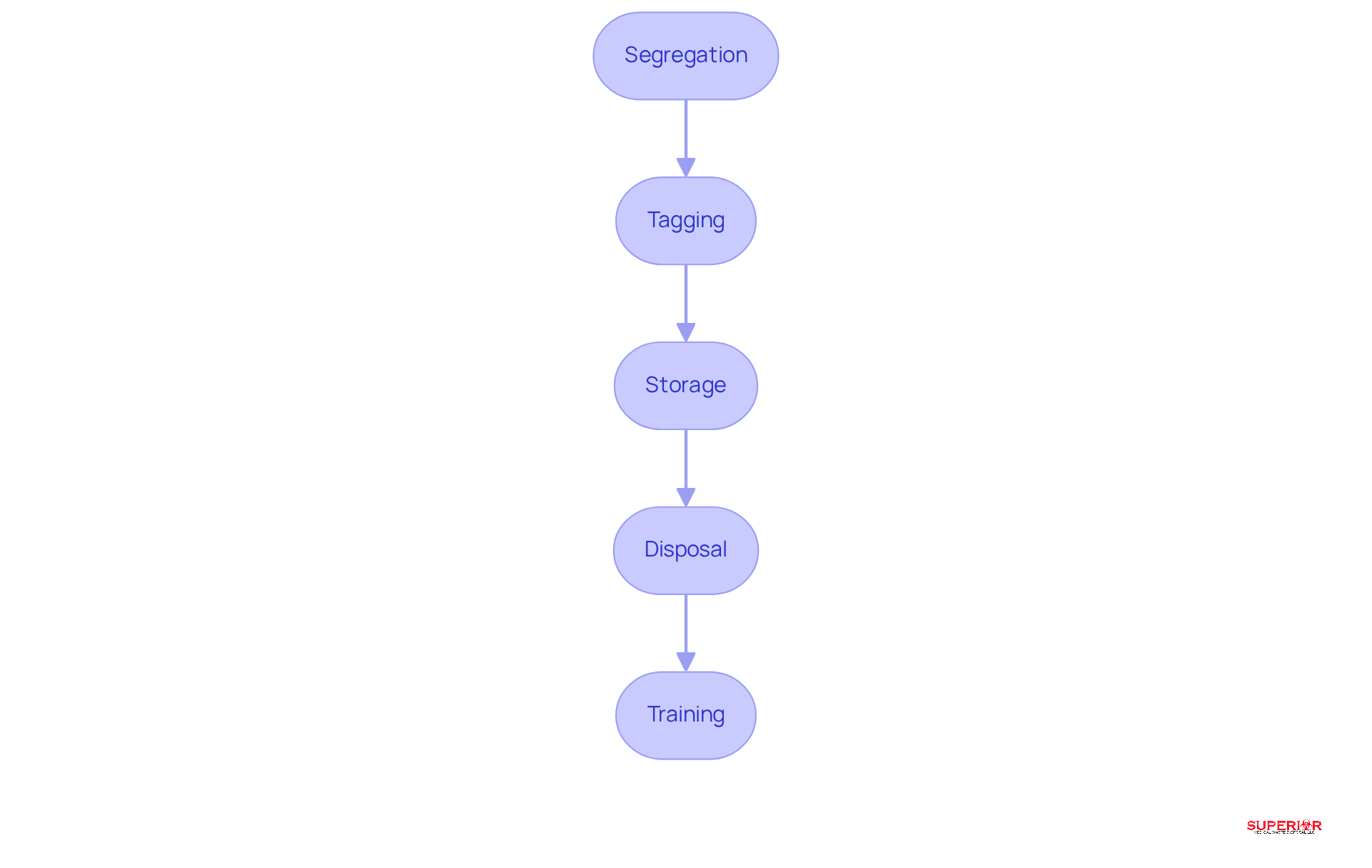 Each box represents a crucial step in the waste disposal process. Follow the arrows to understand how each step leads to the next, ensuring safe and effective waste management.