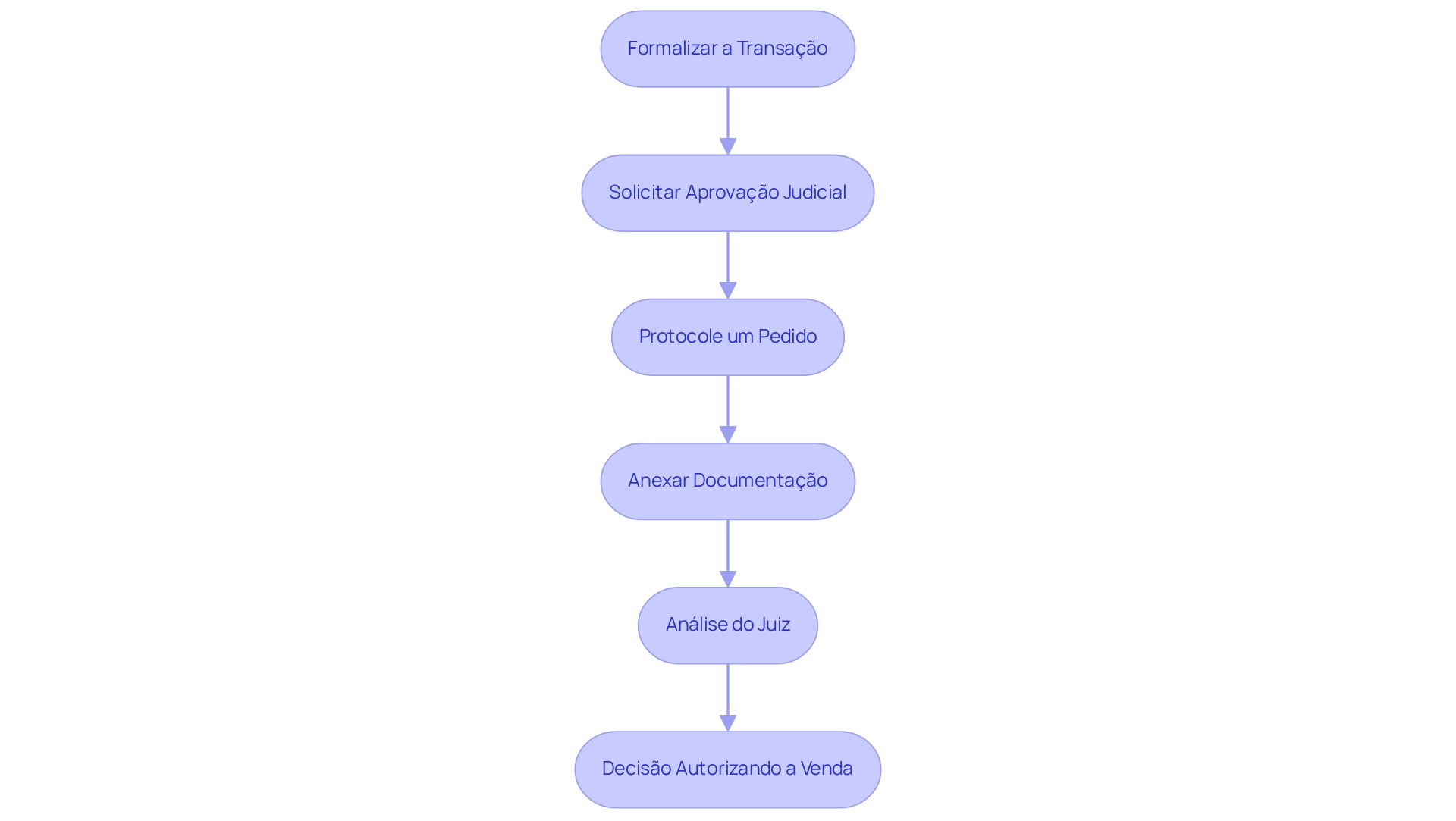 Cada caixa representa uma etapa do processo. Siga as setas para entender como cada etapa se conecta e leva à aprovação judicial.