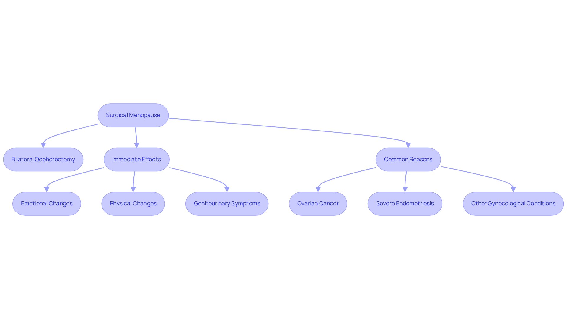 This flowchart outlines the journey of surgical menopause, starting from the procedure to the various effects and reasons behind it. Each box represents a key aspect of the transition, helping you see how they connect and the challenges women may face.