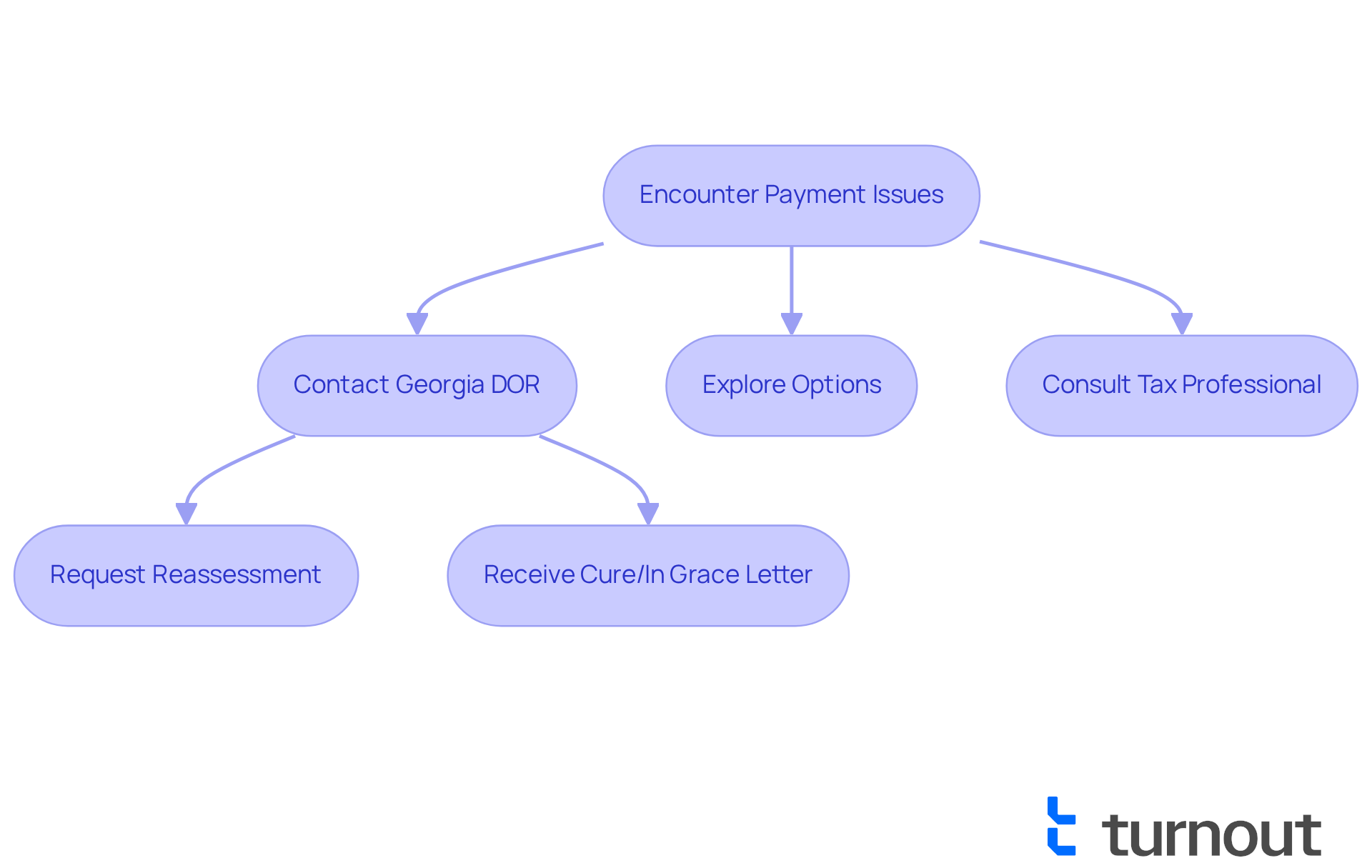 This flowchart guides you through what to do if you face payment issues. Start at the top and follow the arrows to see your options and the steps you need to take for managing your payment plan effectively.