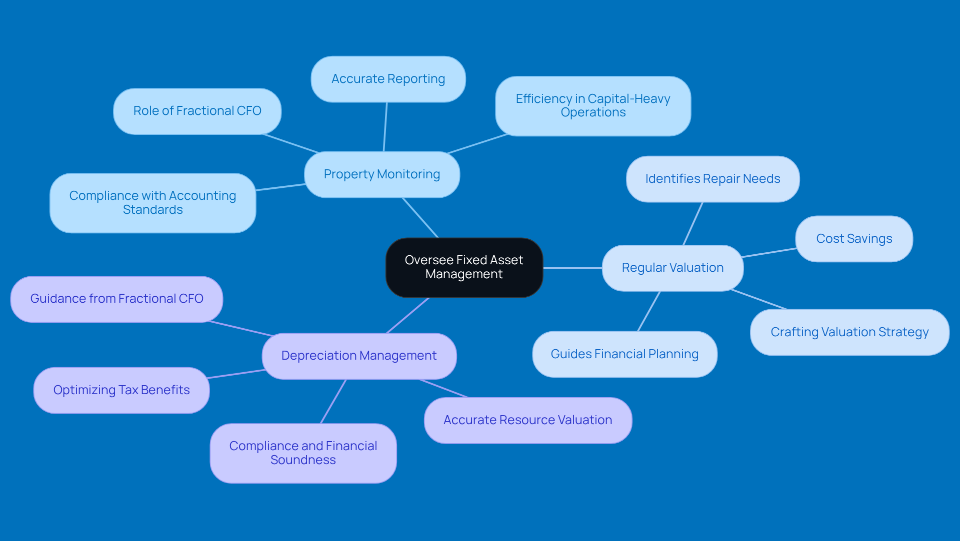 The central node represents the overall goal of managing fixed assets, while the branches show the key practices that wineries should adopt. Each sub-branch provides additional details on how these practices can improve financial health and operational efficiency. The central node represents the overall goal of managing fixed assets, while the branches show the key practices that wineries should adopt. Each sub-branch provides additional details on how these practices can improve financial health and operational efficiency.