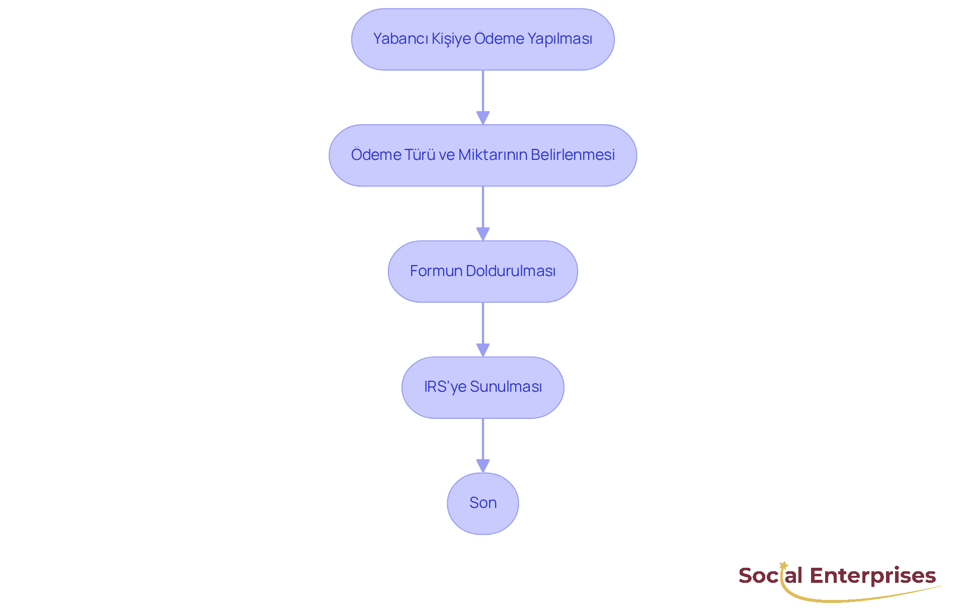 Her kutu, sürecin bir adımını temsil eder. Oklar, adımlar arasındaki akışı gösterir. Sürecin başlangıcından sonuna kadar nasıl ilerleyeceğinizi takip edebilirsiniz.