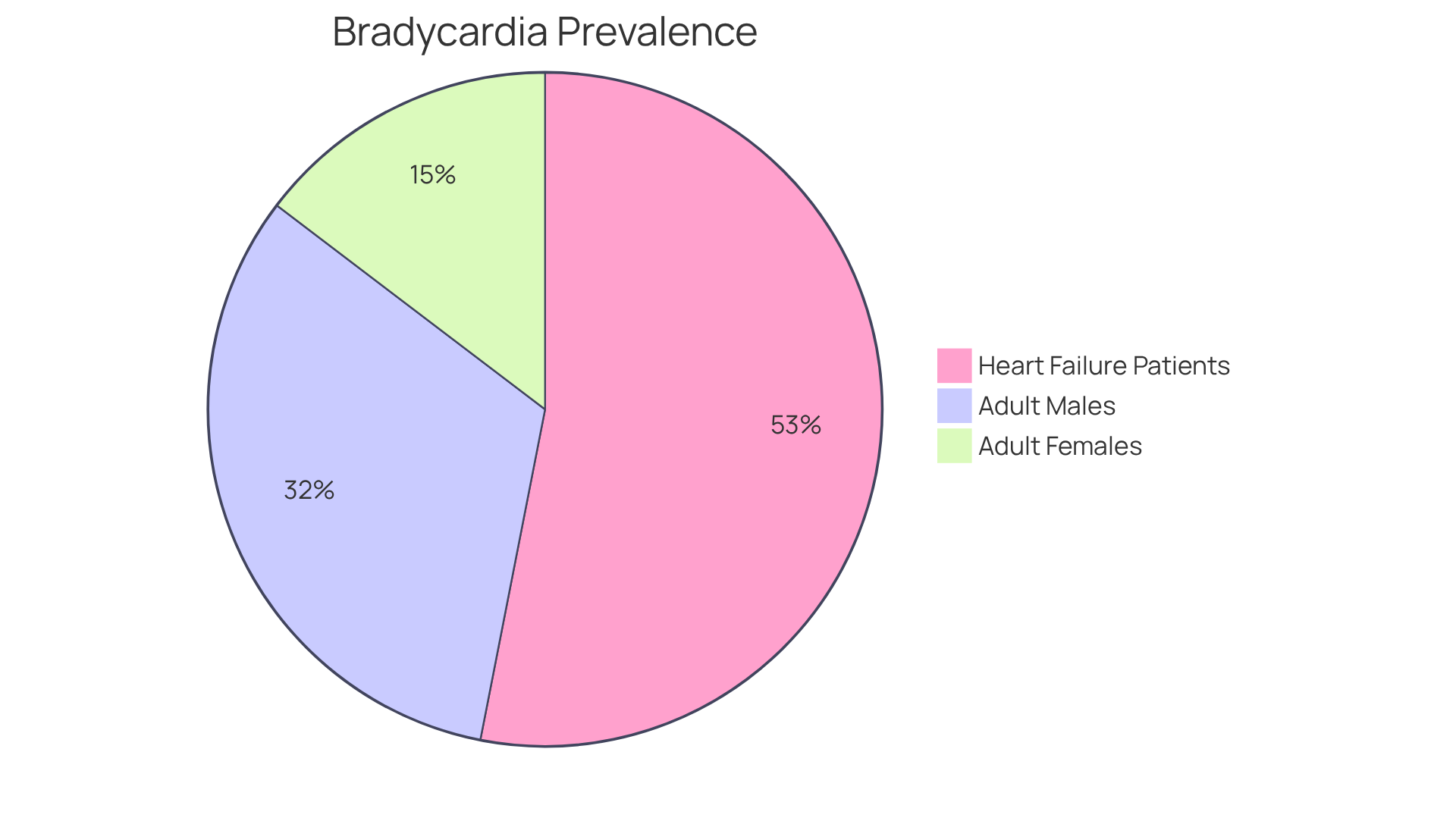 Each slice of the pie shows the percentage of different groups affected by low heart rates. The larger the slice, the more individuals are represented in that category.