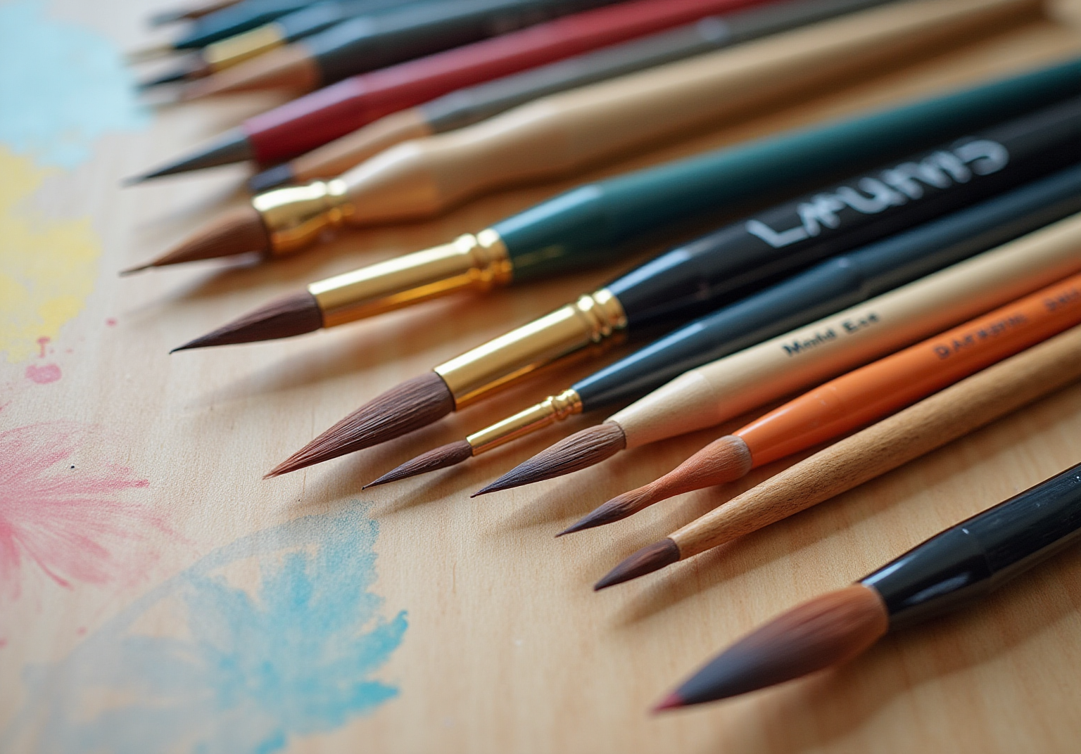 Variety of Watercolor Brushes in an Artist's Studio Variety of Watercolor Brushes in an Artist's Studio
