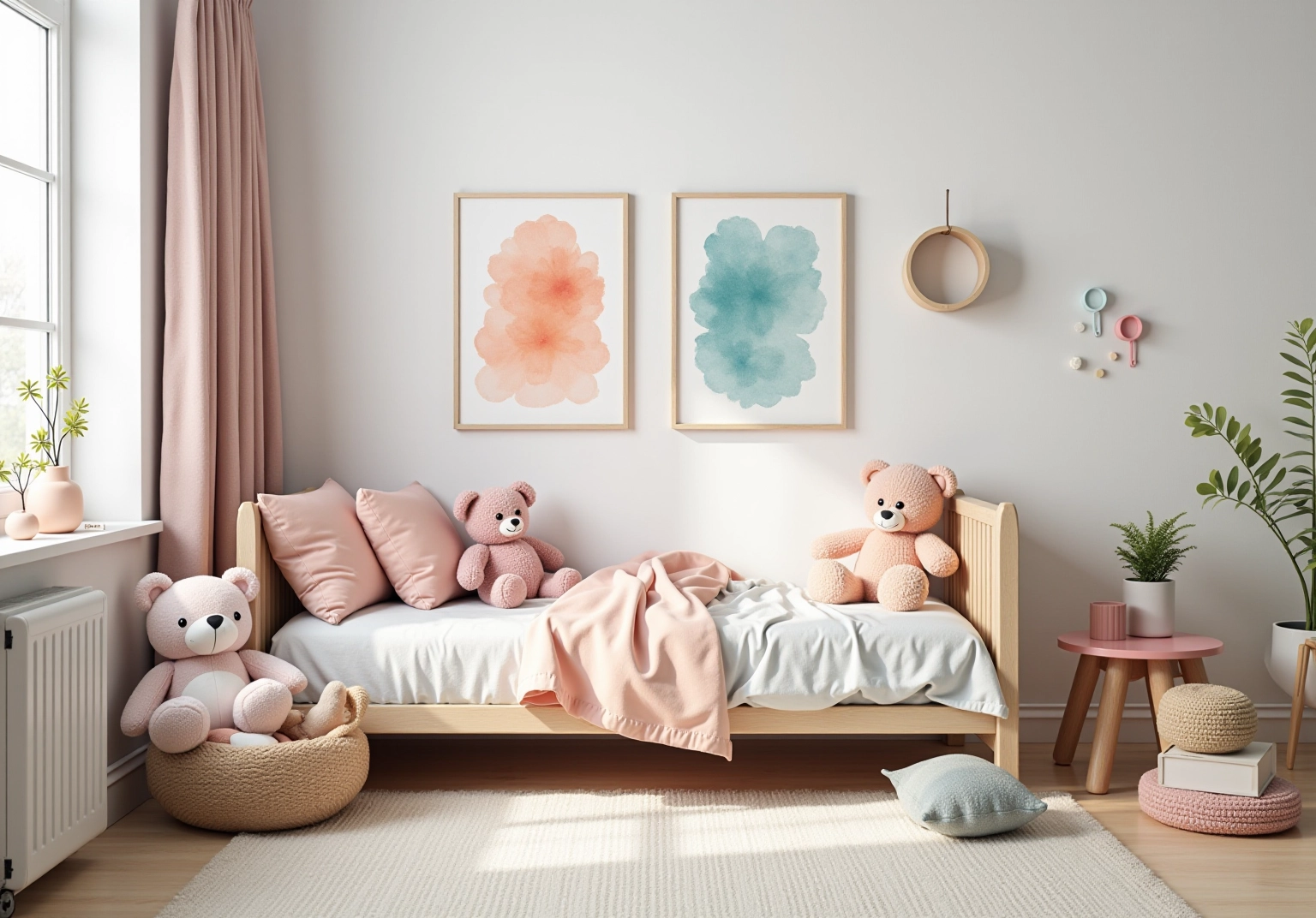 Imaginative Child's Room with Watercolor Prints Imaginative Child's Room with Watercolor Prints