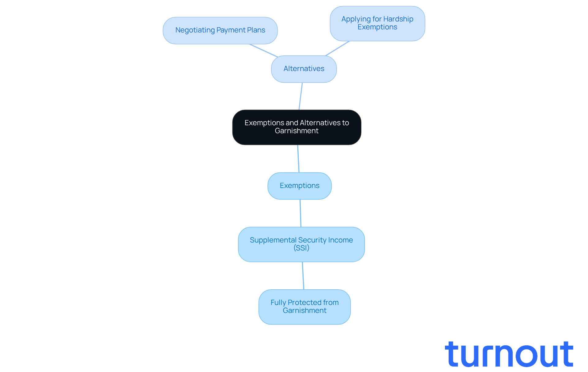 The center represents the main topic of garnishment. The branches show different exemptions and alternatives available to help you navigate financial challenges. Each color-coded section helps you identify key areas of focus. The center represents the main topic of garnishment. The branches show different exemptions and alternatives available to help you navigate financial challenges. Each color-coded section helps you identify key areas of focus.