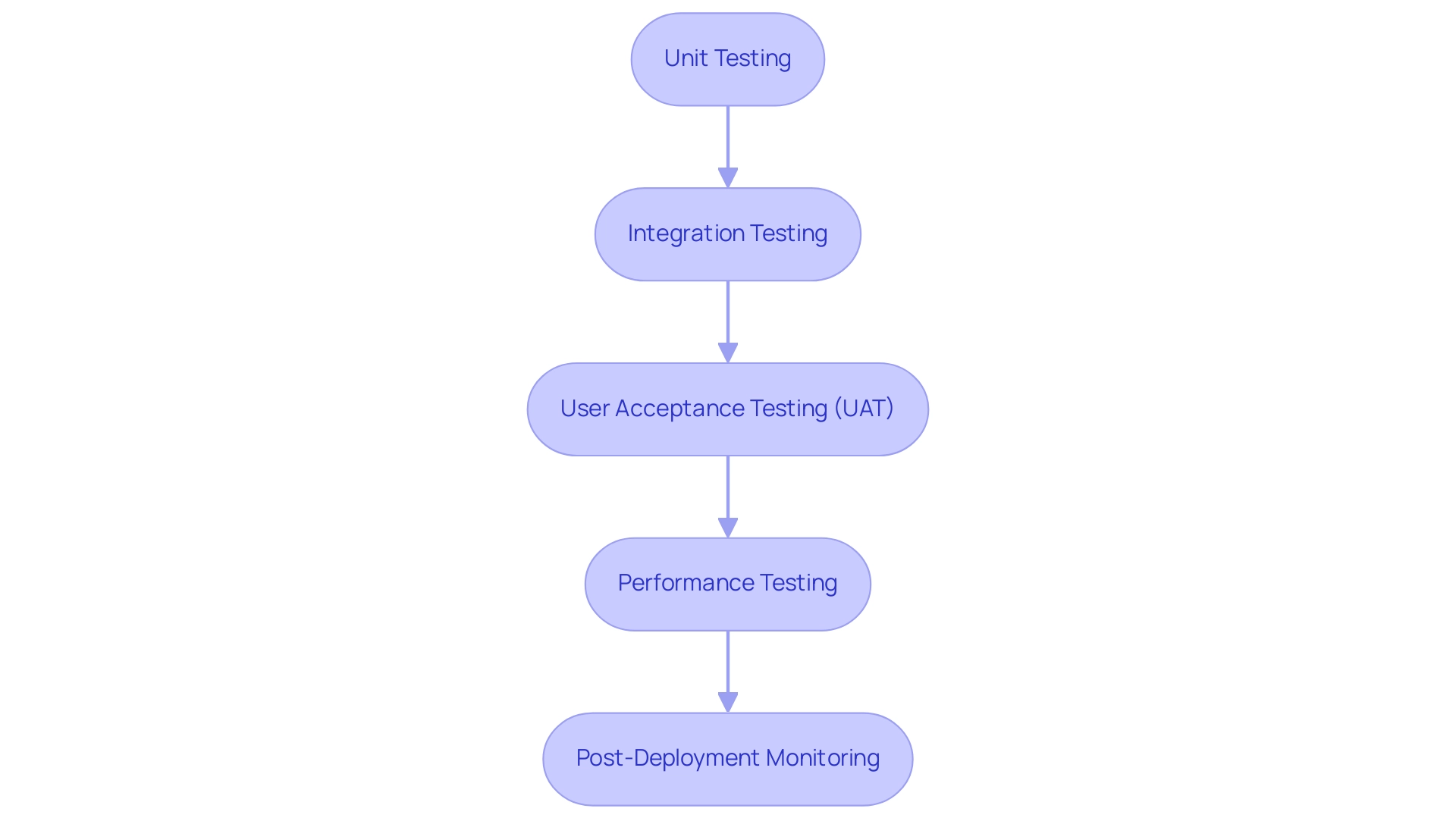 Each box represents a phase in the testing process, and the arrows indicate the sequential flow between the phases.