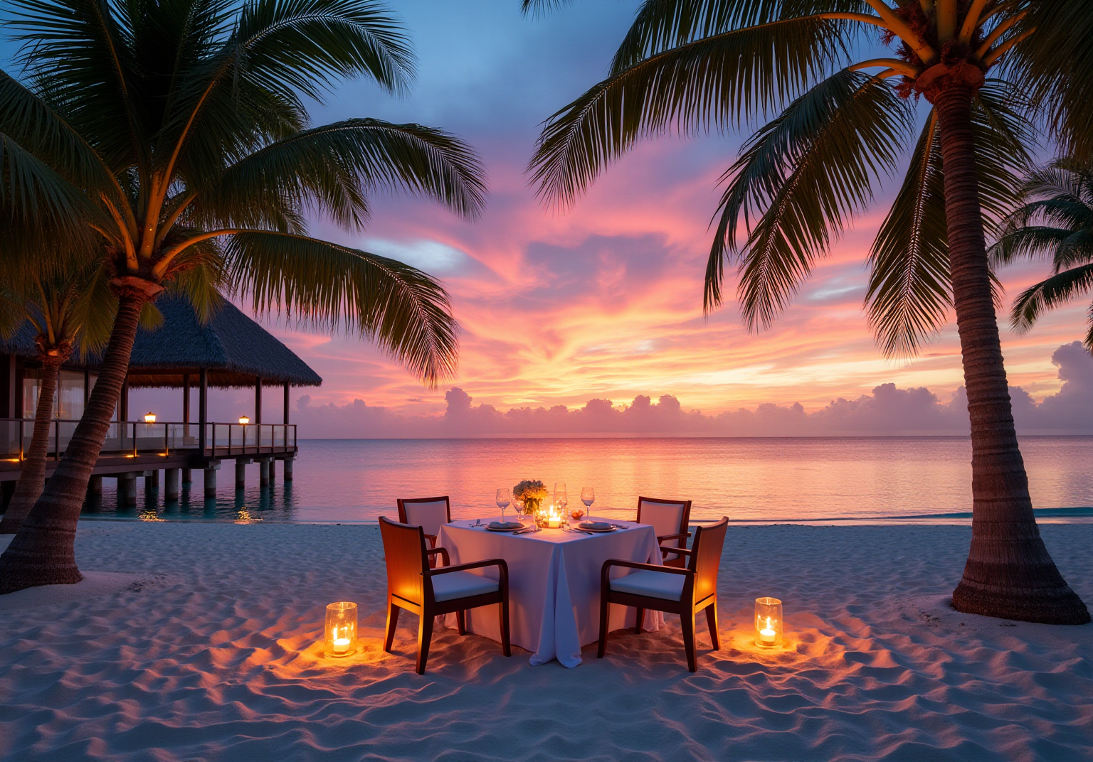 Romantic Beachside Dinner at Sheraton Maldives