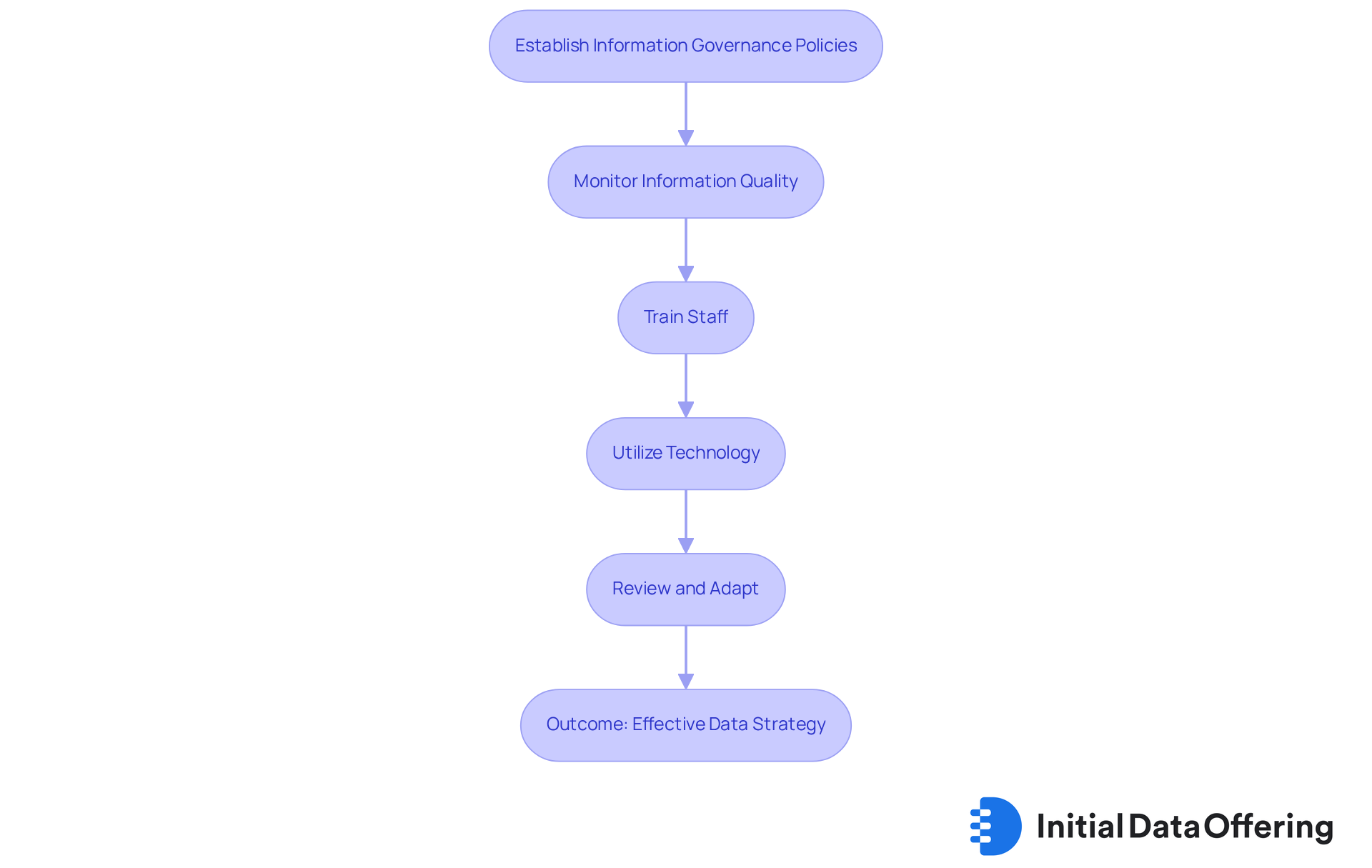 Each box represents a critical step in ensuring your data strategy is robust. Follow the arrows to see how each step leads to the next, ultimately helping achieve a secure and compliant data management framework.