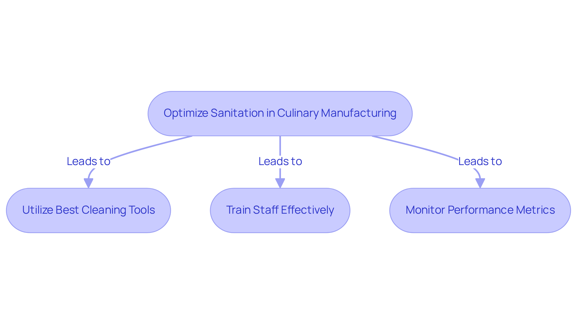 This flowchart outlines the key steps companies should take to improve sanitation processes. Follow the arrows to see how each action contributes to better hygiene and efficiency in production.