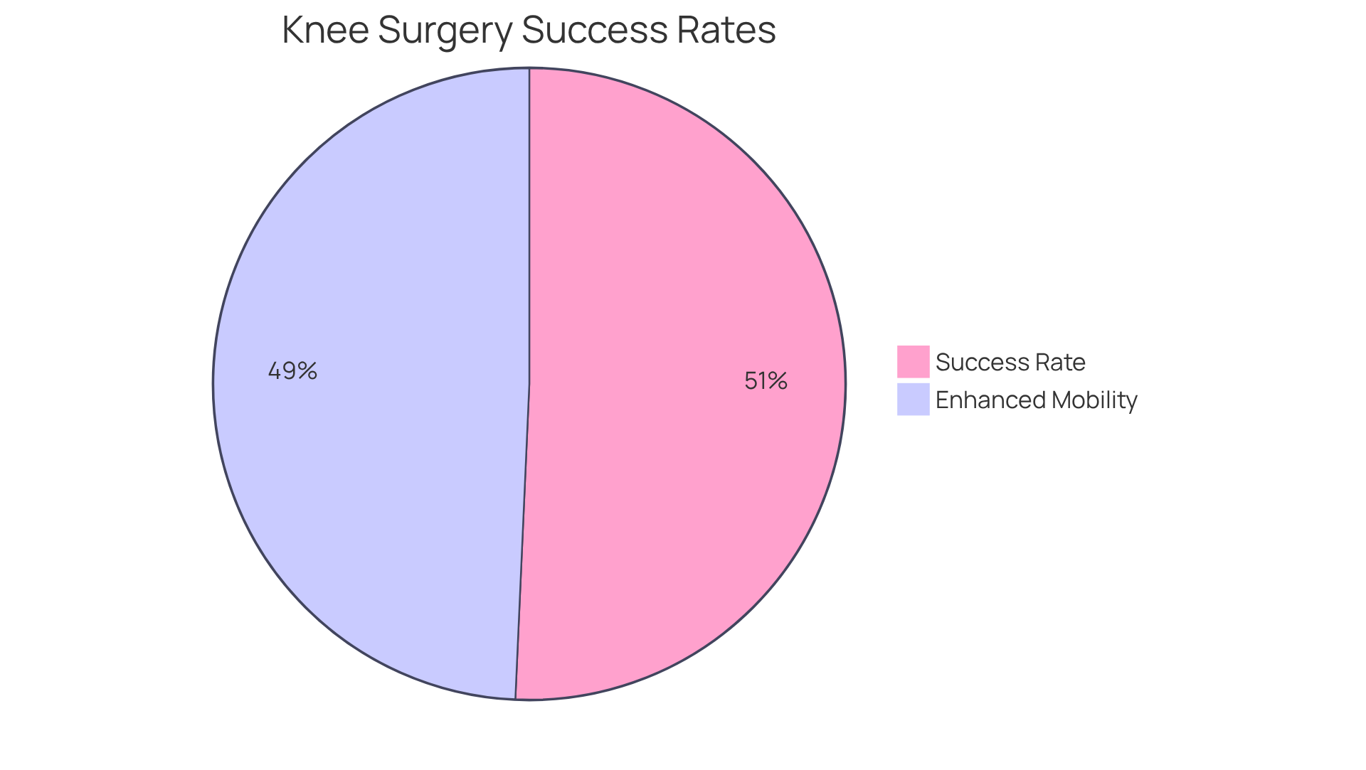 The blue slice shows the percentage of patients who feel better mobility after surgery, while the green slice represents the high success rate of knee replacements. The bigger the slice, the more successful the outcome!