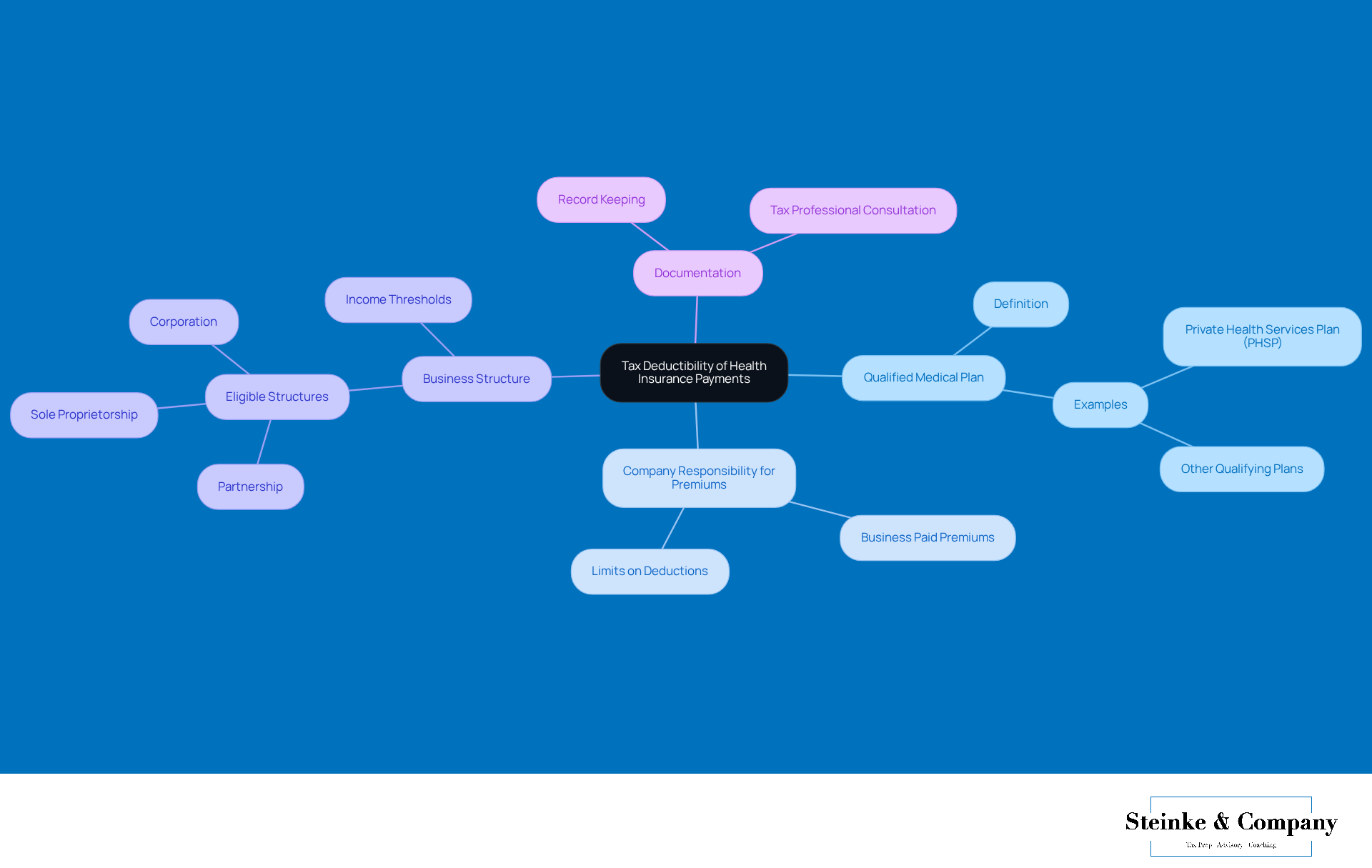 Start in the center with the main topic of tax deductibility, then explore each branch for detailed criteria and tips. The colors help differentiate each area, guiding you through the requirements for tax deductions effectively. Start in the center with the main topic of tax deductibility, then explore each branch for detailed criteria and tips. The colors help differentiate each area, guiding you through the requirements for tax deductions effectively.