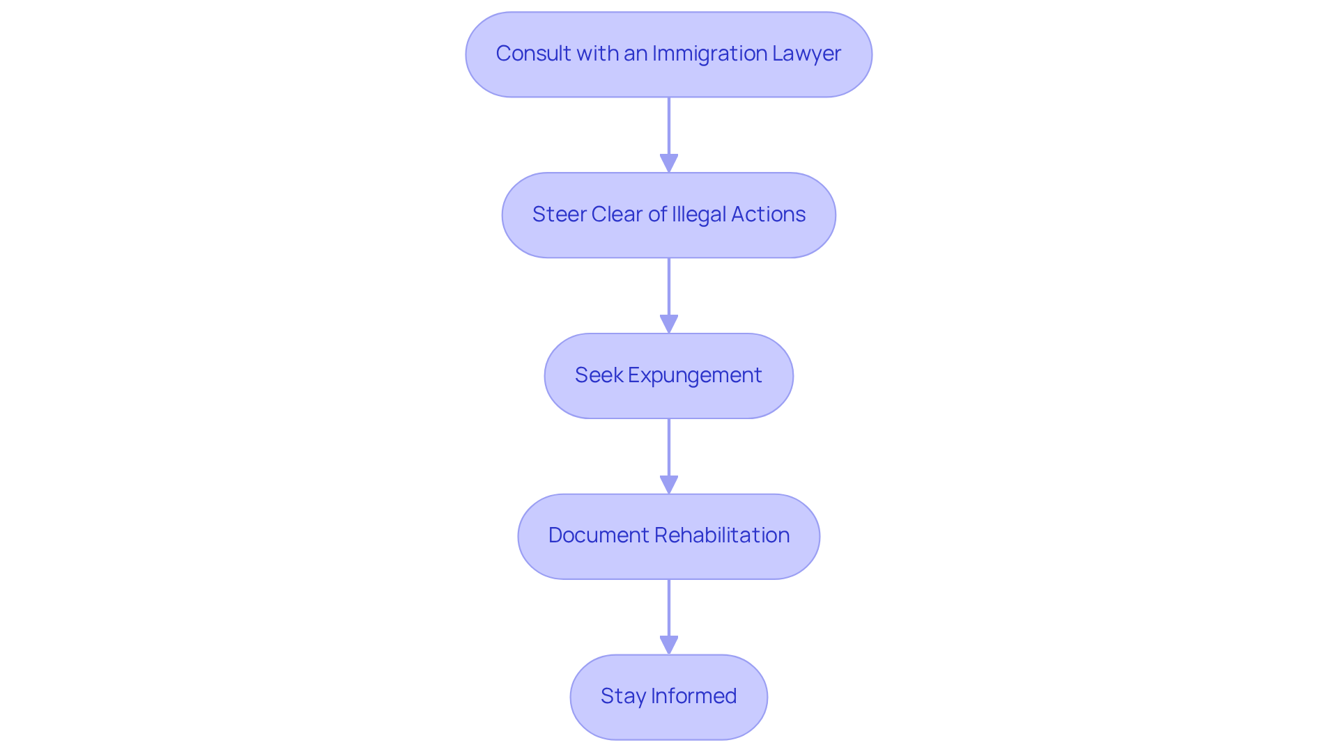 Each box represents a step you can take to protect your immigration status. Follow the arrows to see how each strategy builds on the previous one, guiding you through the process.