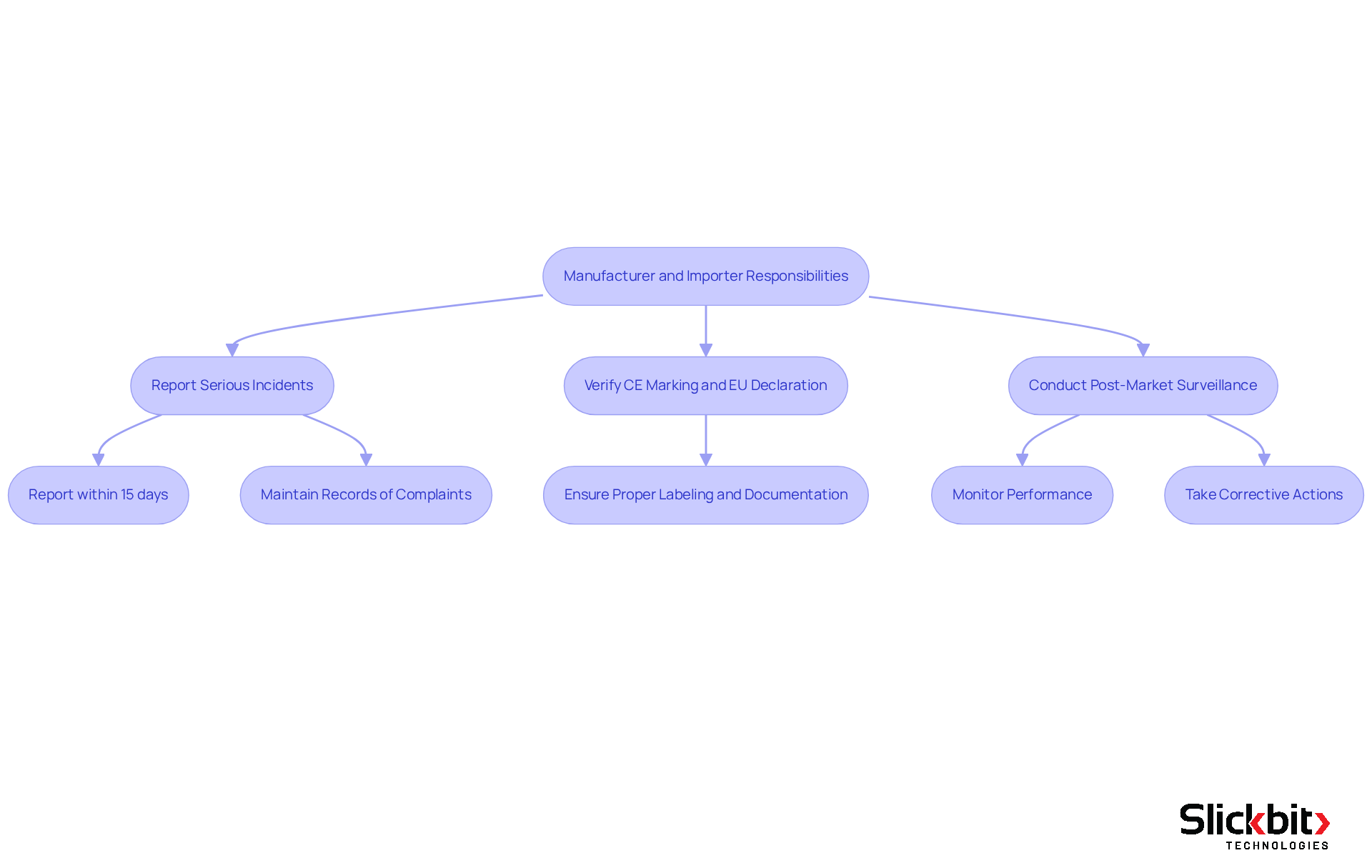 This flowchart shows key responsibilities: follow the arrows to understand how each task connects to the overall goal of regulatory compliance and patient safety.